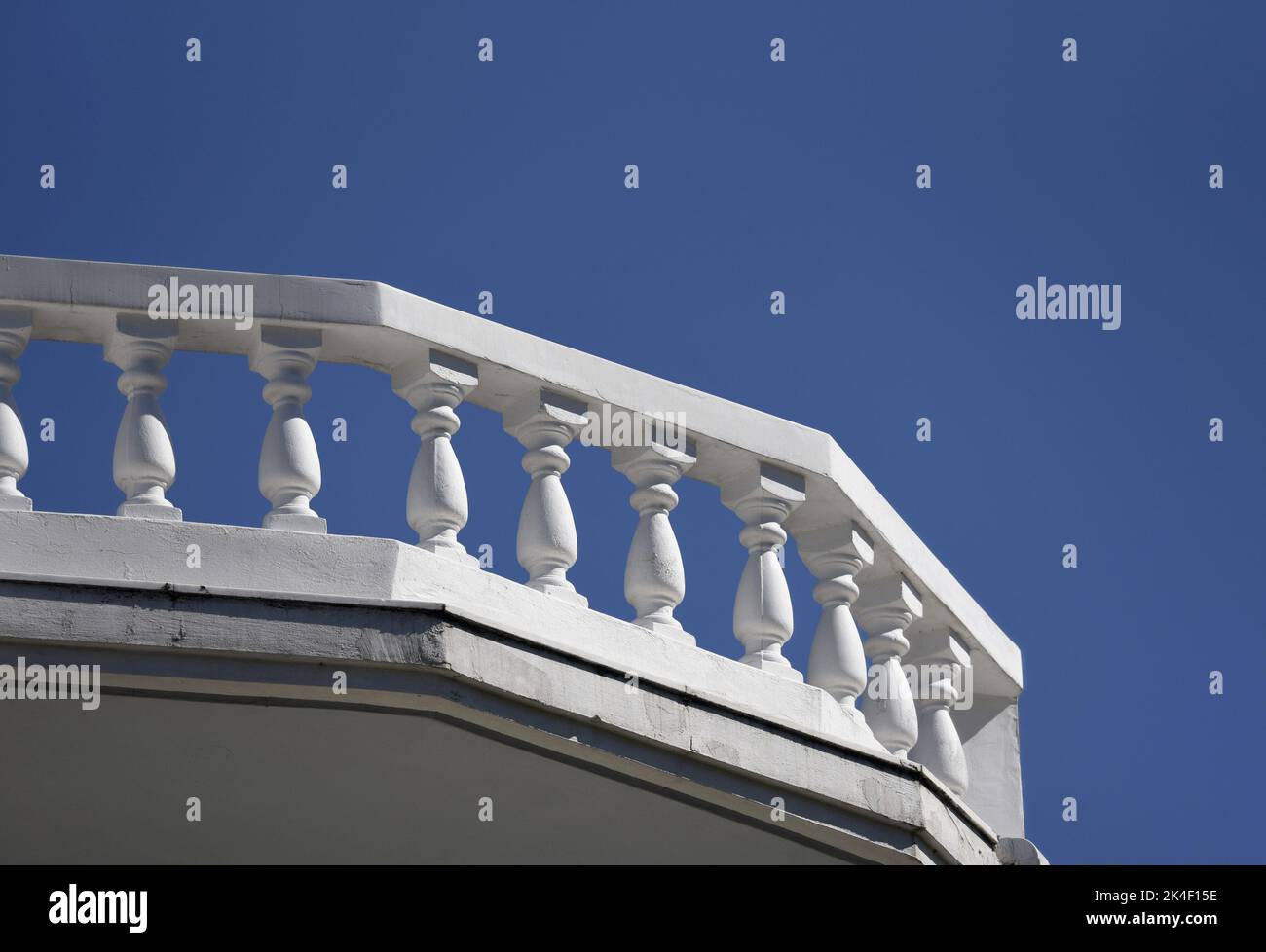 Traditional handcrafted white concrete balcony balusters Stock Photo ...