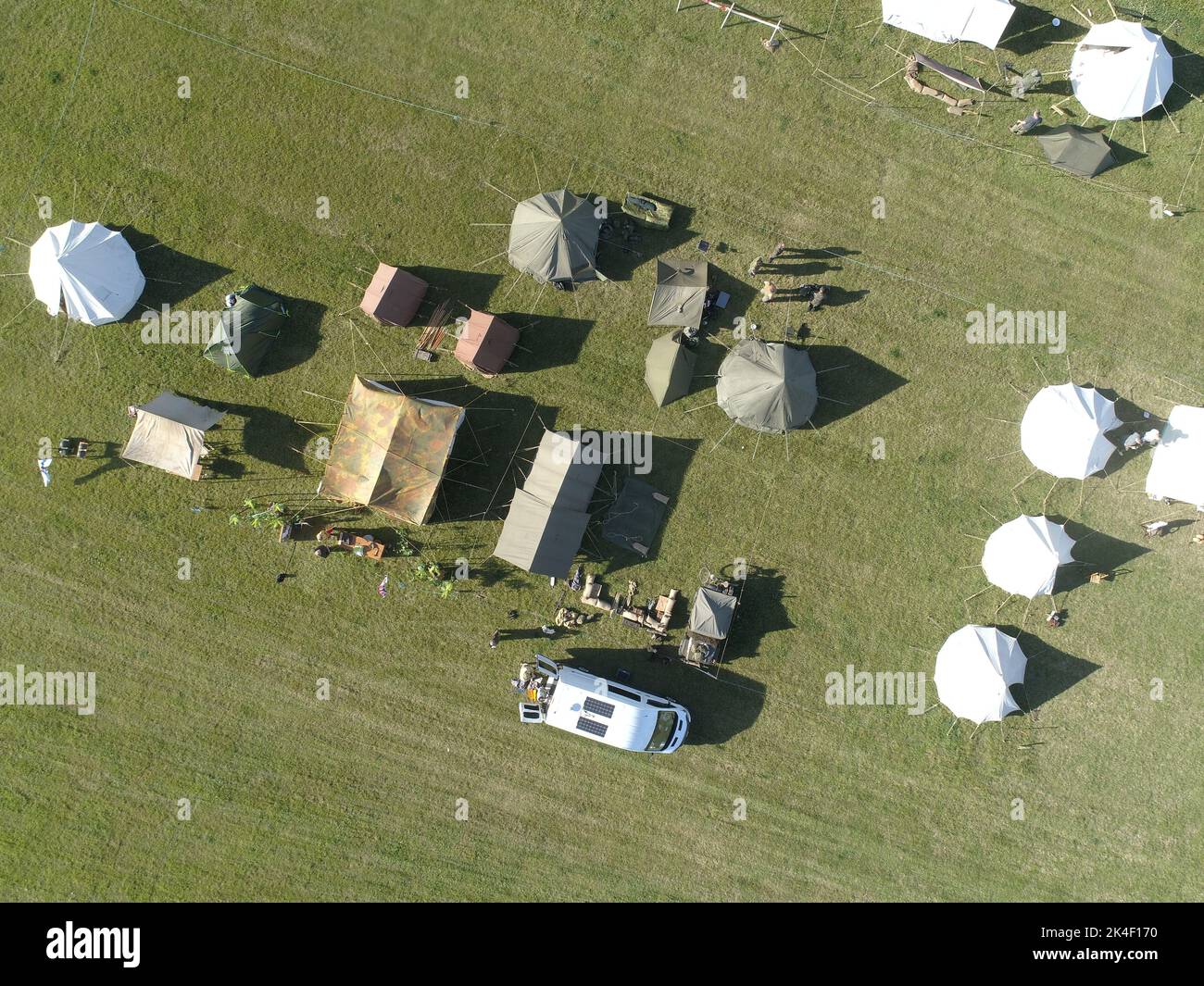 An aerial of tents in the field Stock Photo - Alamy