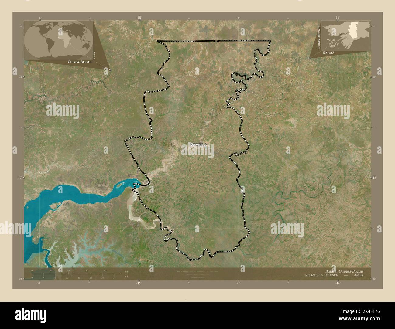 Bafata, region of Guinea-Bissau. High resolution satellite map ...