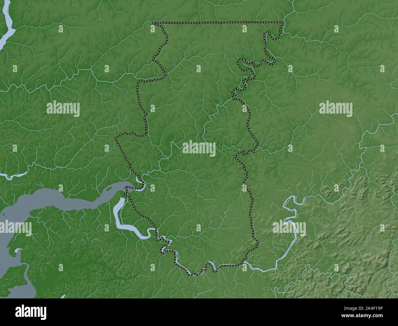 Bafata, region of Guinea-Bissau. Elevation map colored in wiki style ...