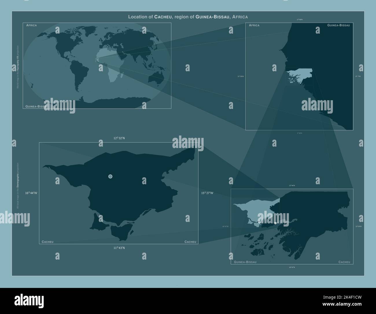 Cacheu, region of Guinea-Bissau. Diagram showing the location of the ...