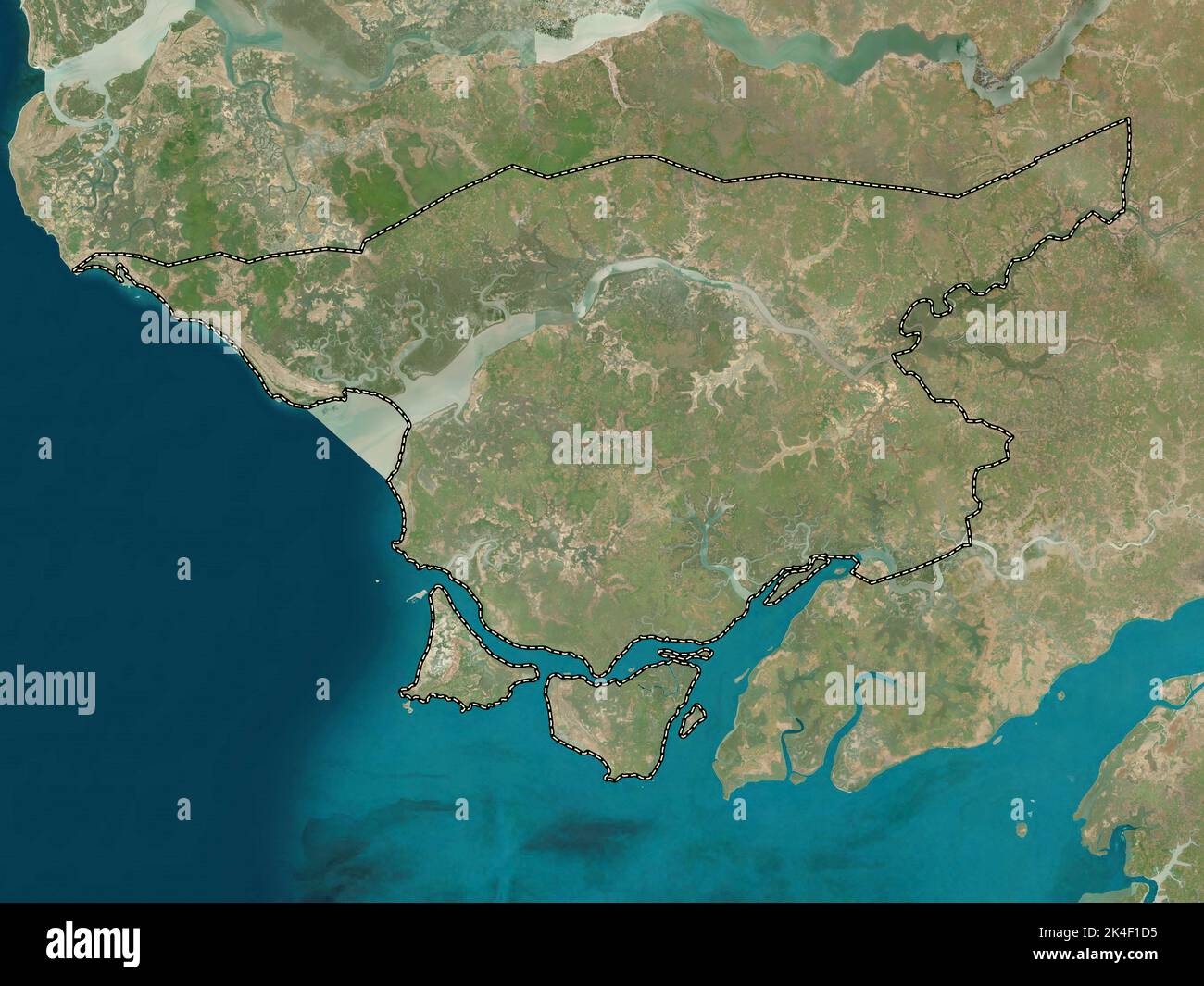 Cacheu, region of Guinea-Bissau. High resolution satellite map Stock ...