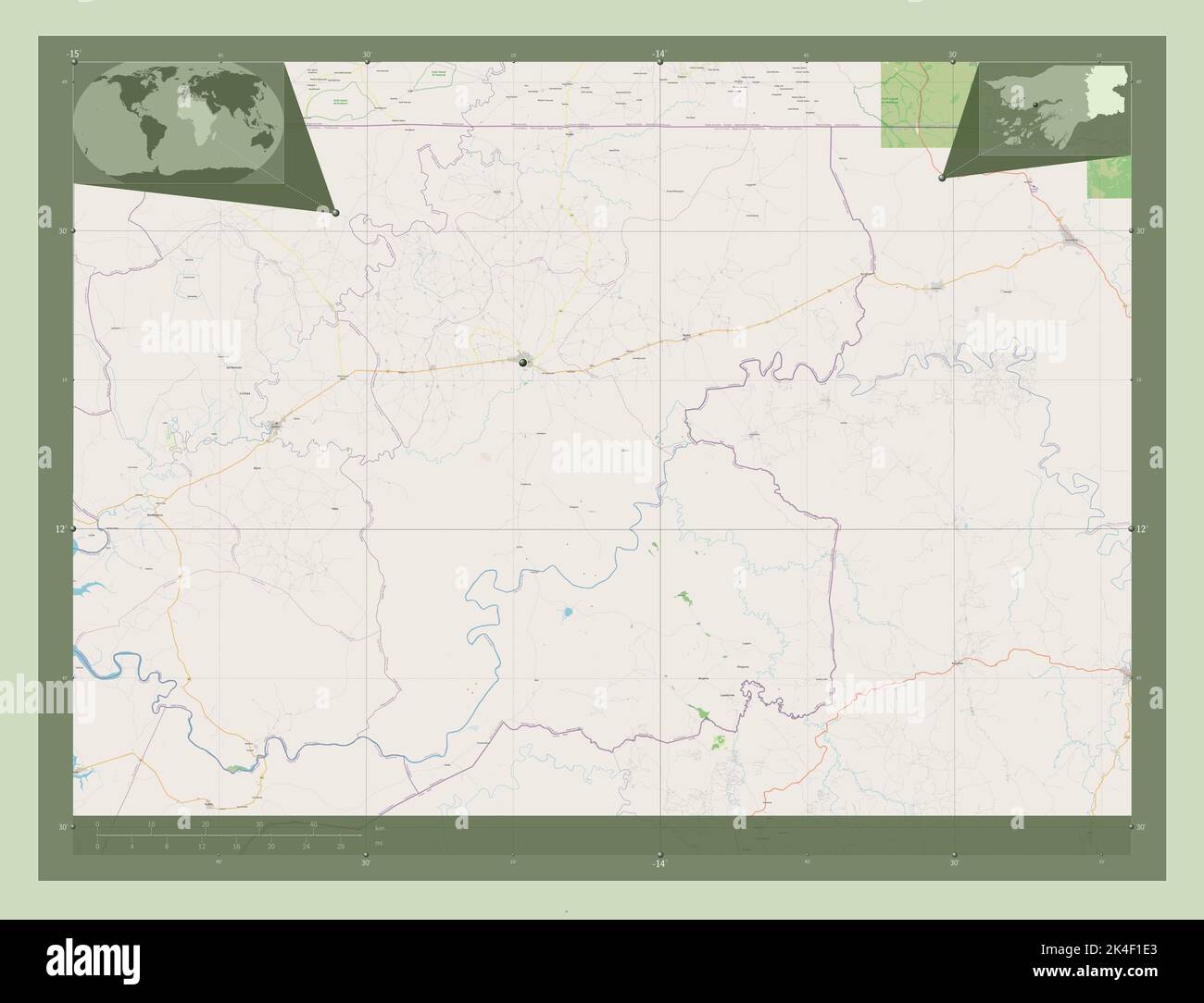 Gabu, region of Guinea-Bissau. Open Street Map. Corner auxiliary ...