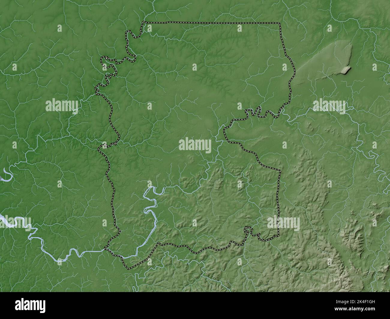 Gabu, region of Guinea-Bissau. Elevation map colored in wiki style with ...