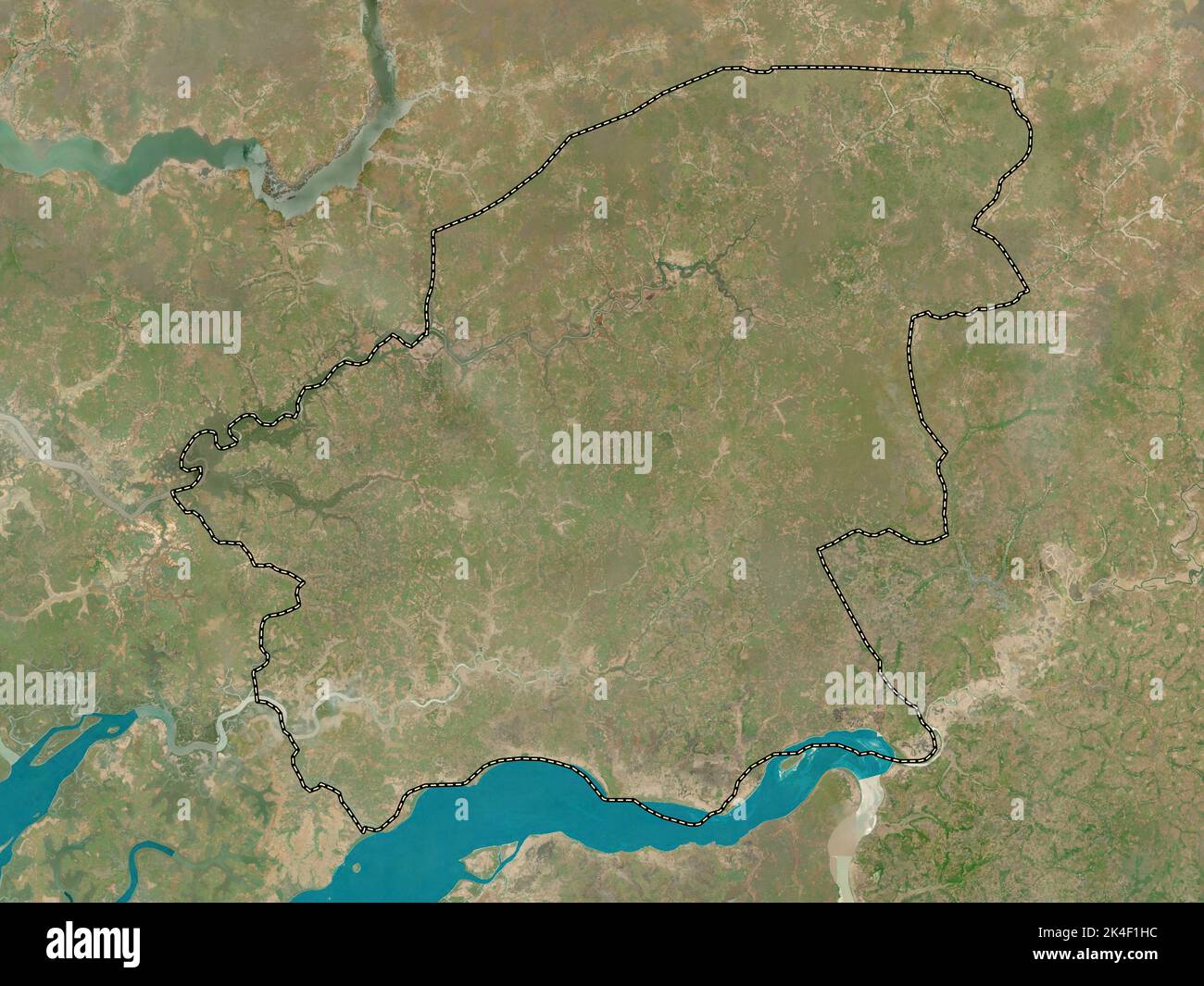Oio, region of Guinea-Bissau. High resolution satellite map Stock Photo ...
