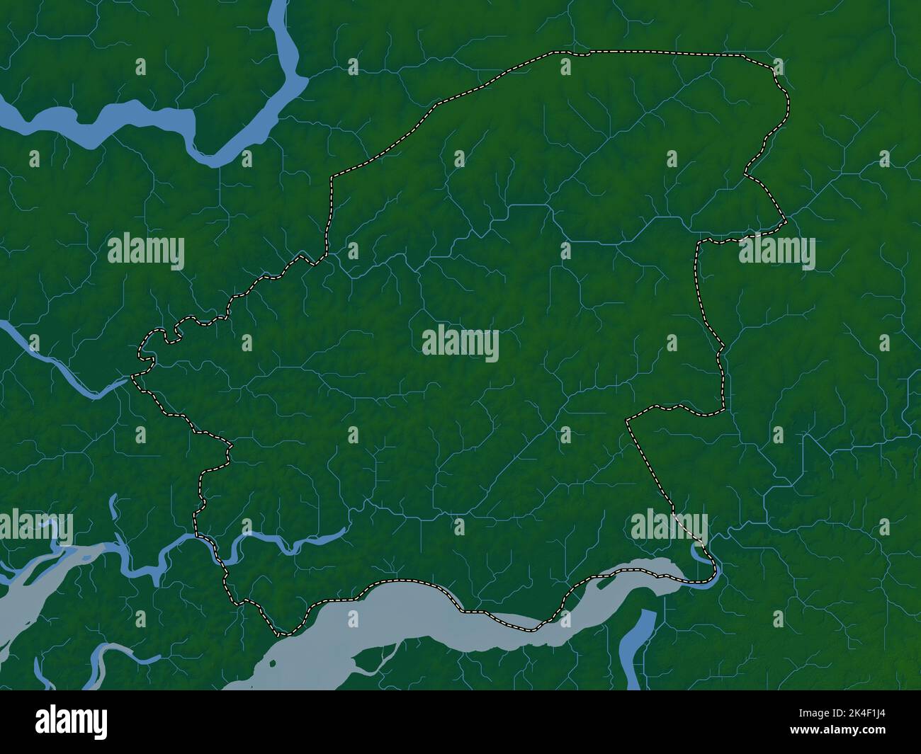 Oio, region of Guinea-Bissau. Colored elevation map with lakes and ...