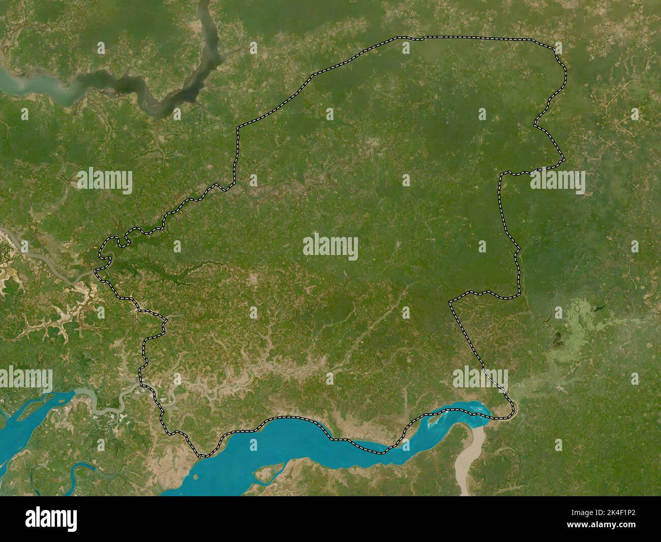 Oio, region of Guinea-Bissau. Low resolution satellite map Stock Photo ...