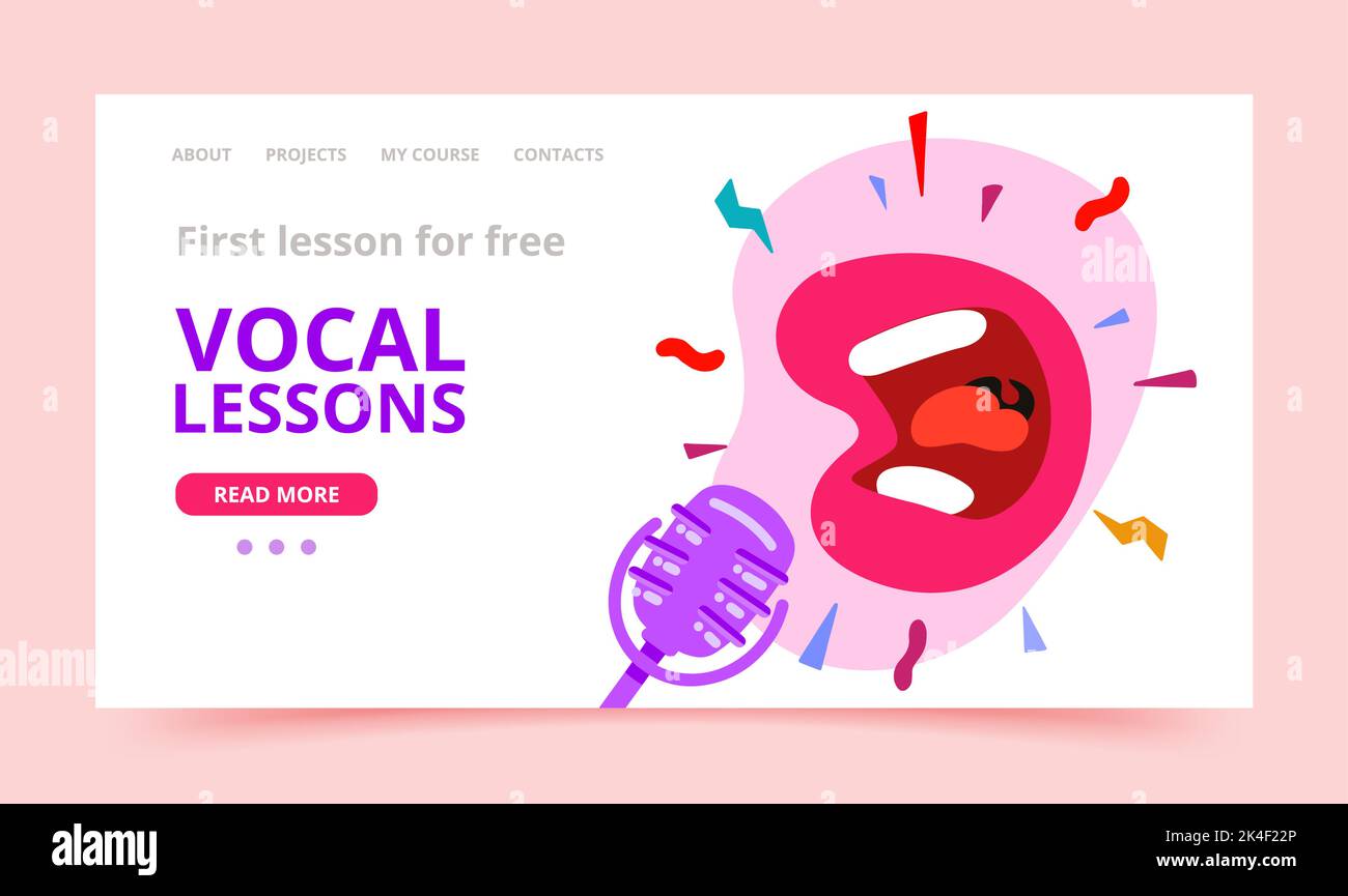 Vocal training template concept in cartoon style for printing and page ...
