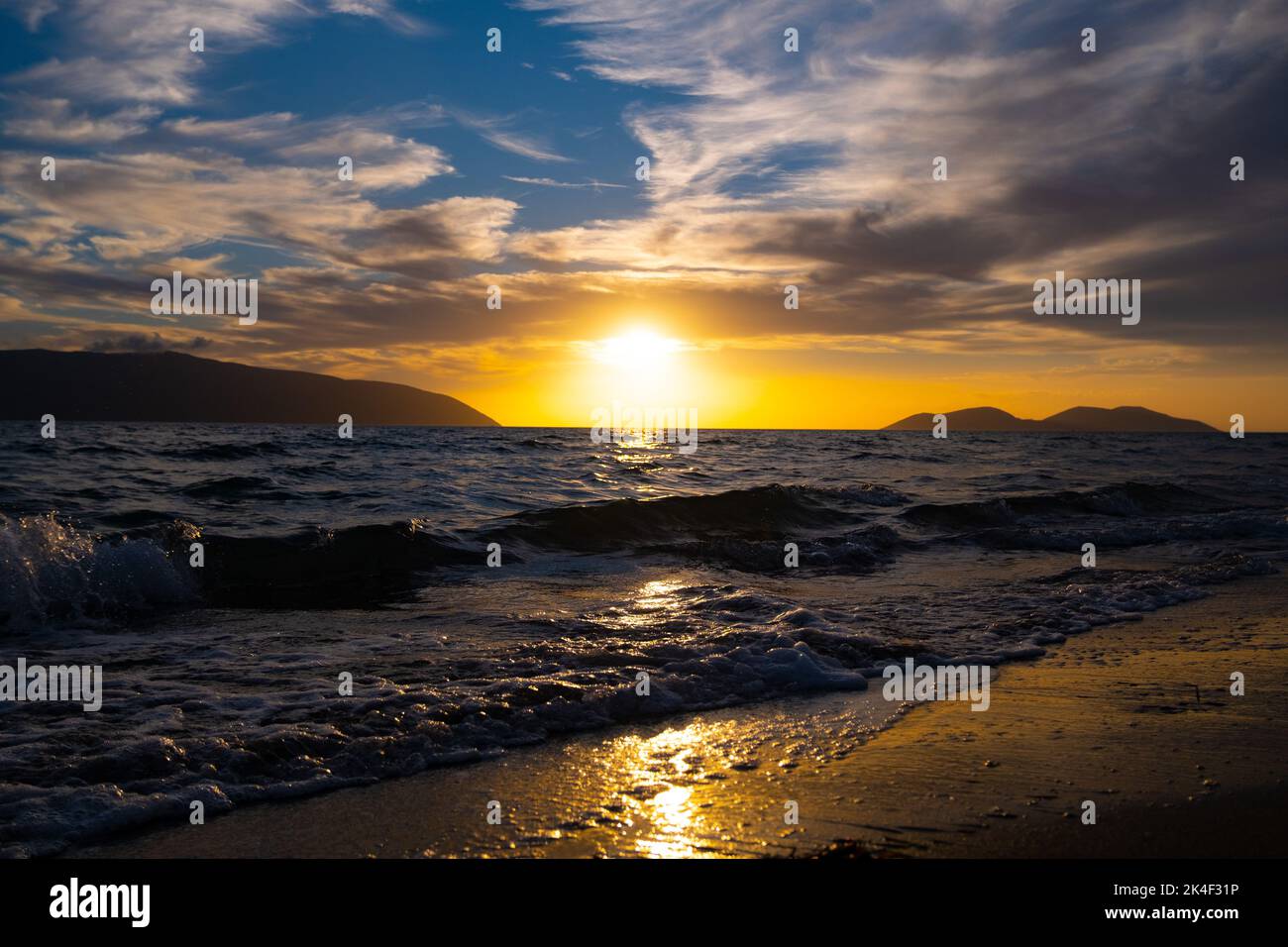 Sunset on the Adriatic Sea in the city of Vlora Stock Photo - Alamy