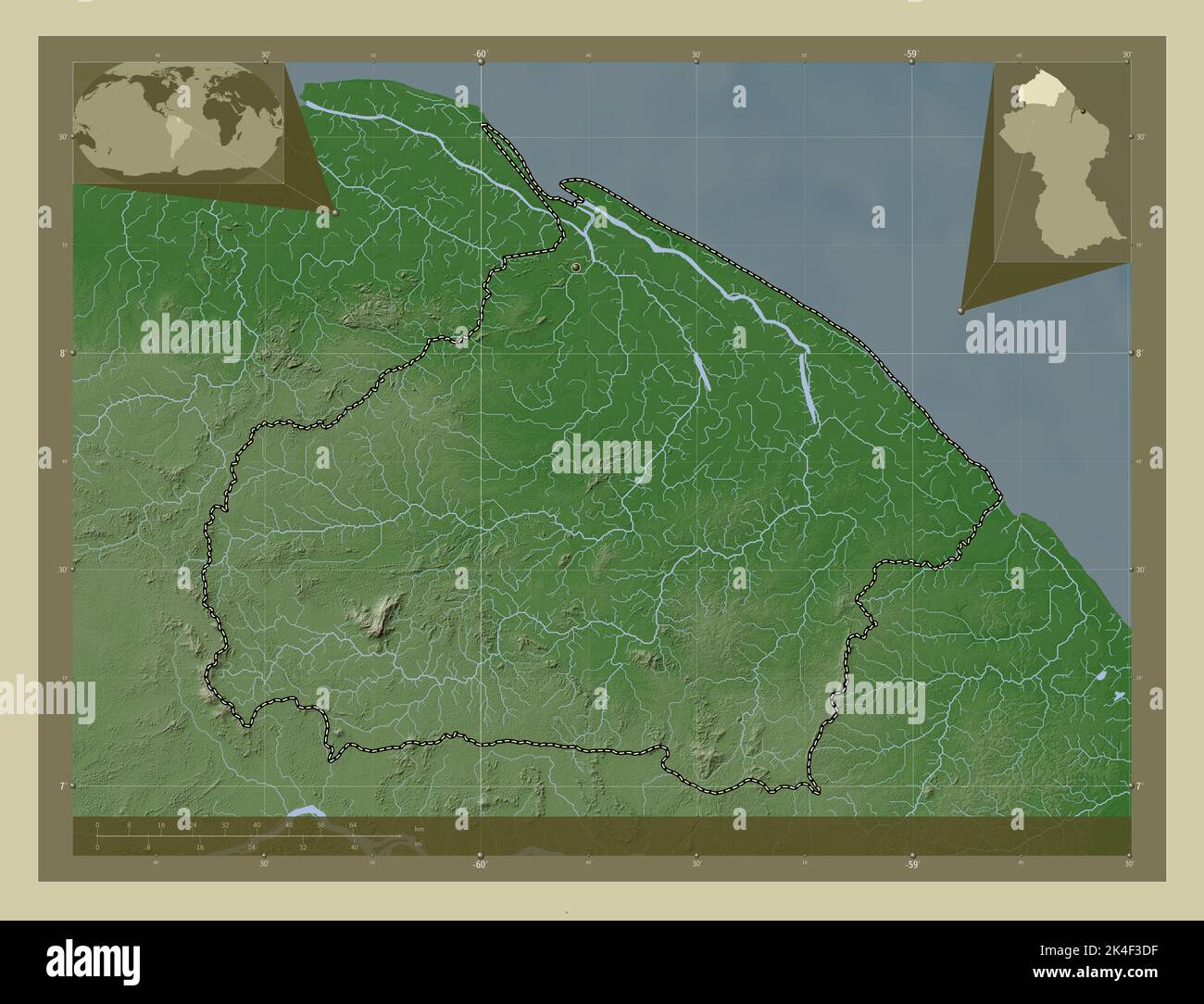 Barima Waini Region Of Guyana Elevation Map Colored In Wiki Style With Lakes And Rivers