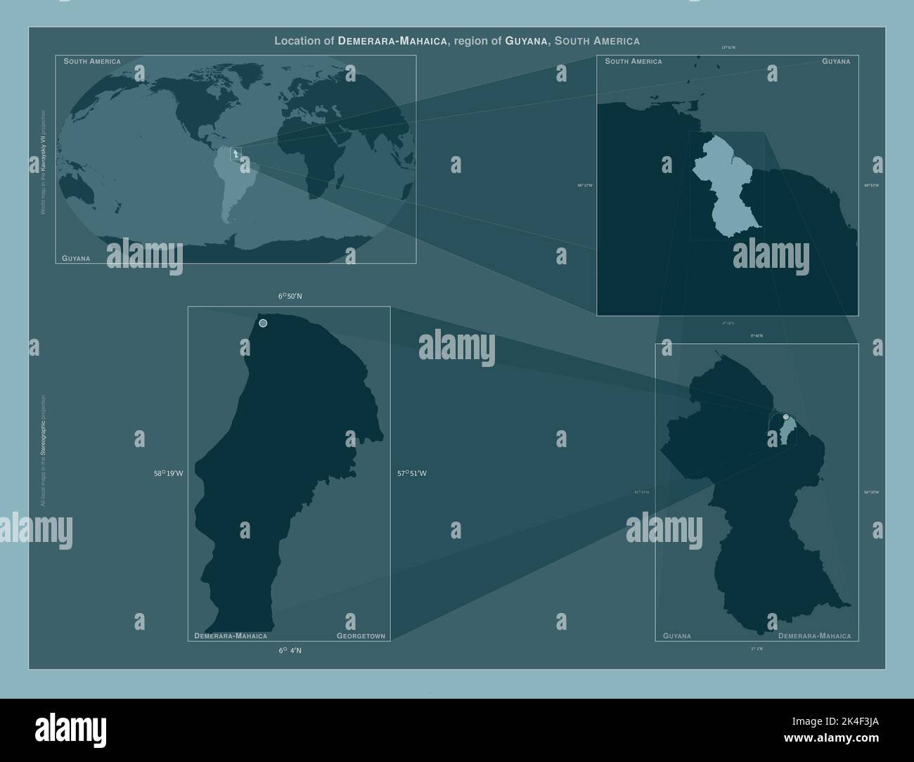 Demerara-Mahaica, region of Guyana. Diagram showing the location of the ...