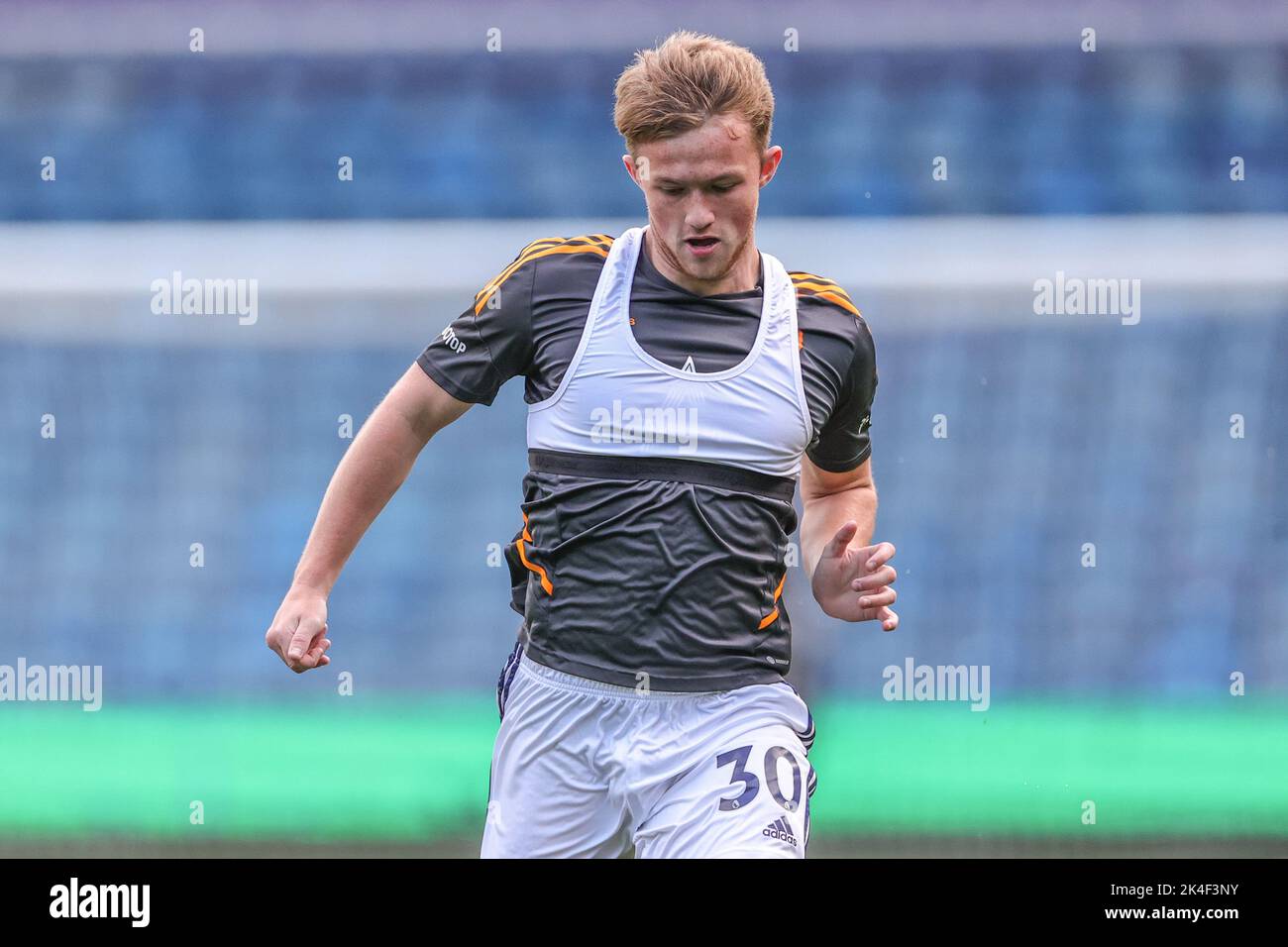 Joe Gelhardt #30 of Leeds United during the pre-game warmup before the ...