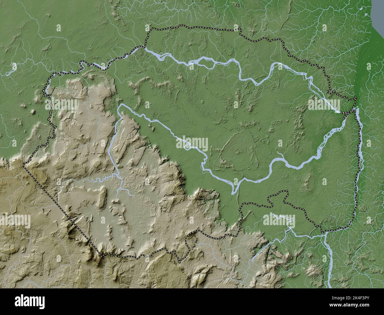 Cuyuni-Mazaruni, region of Guyana. Elevation map colored in wiki style ...