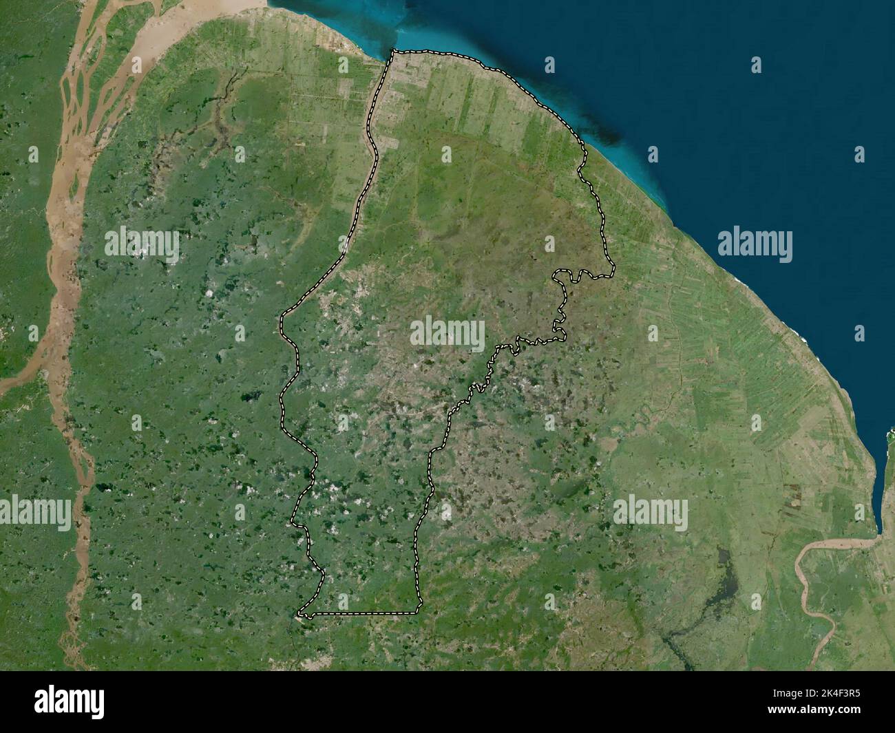 Demerara-Mahaica, region of Guyana. Low resolution satellite map Stock ...