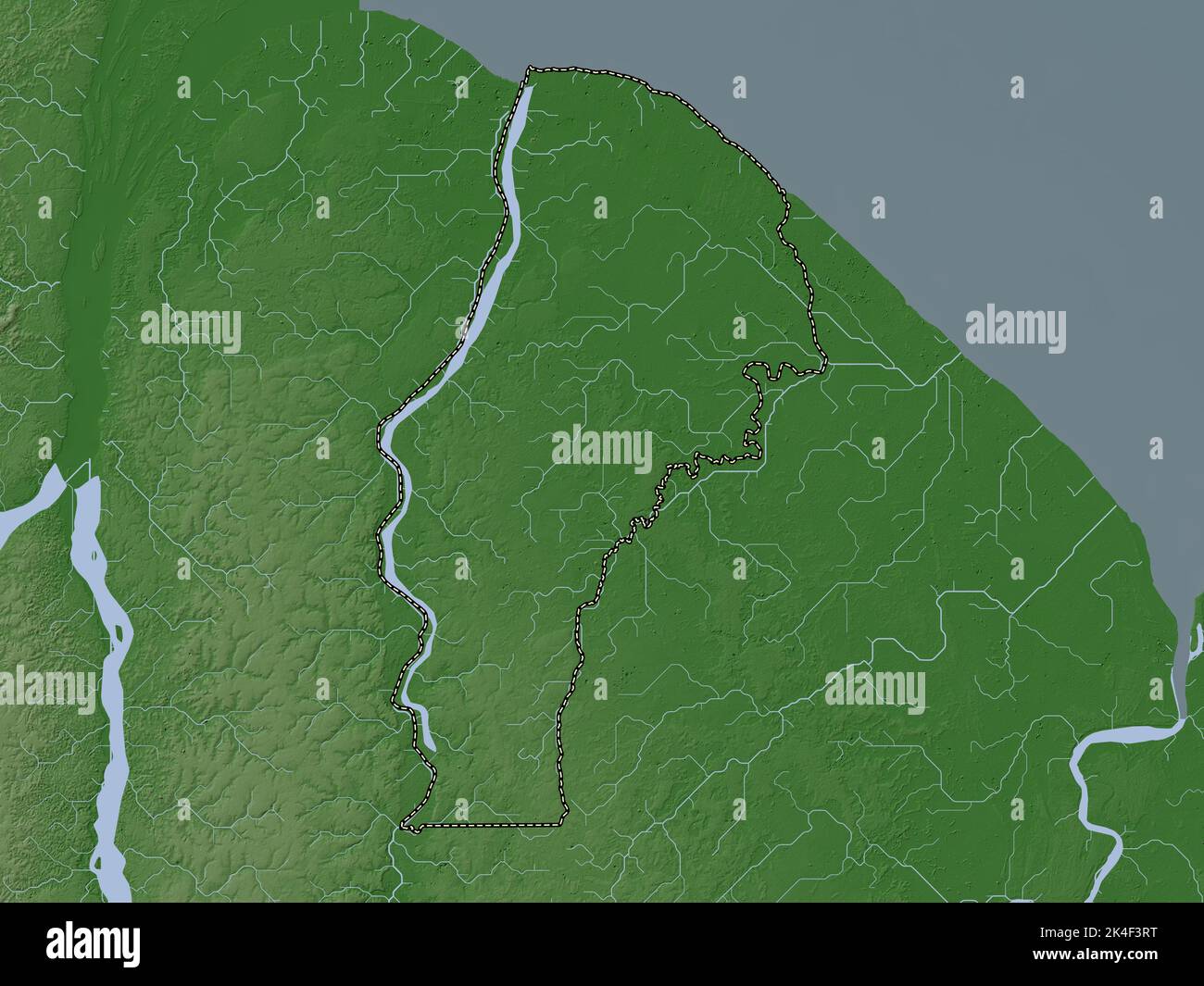 Demerara-Mahaica, region of Guyana. Elevation map colored in wiki style ...