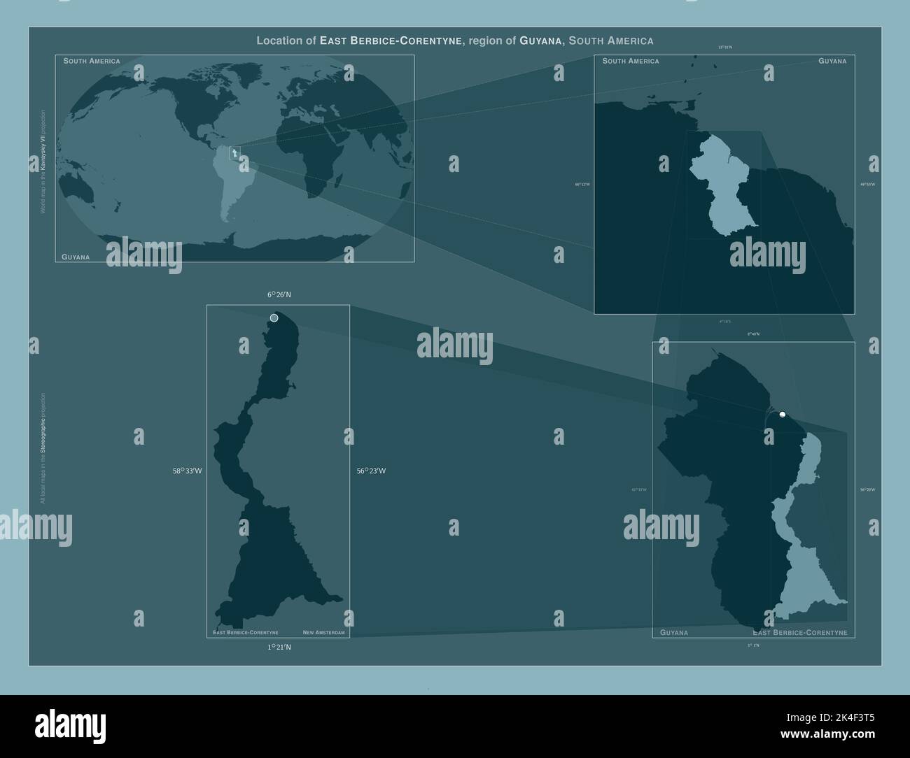 East Berbice-Corentyne, region of Guyana. Diagram showing the location ...