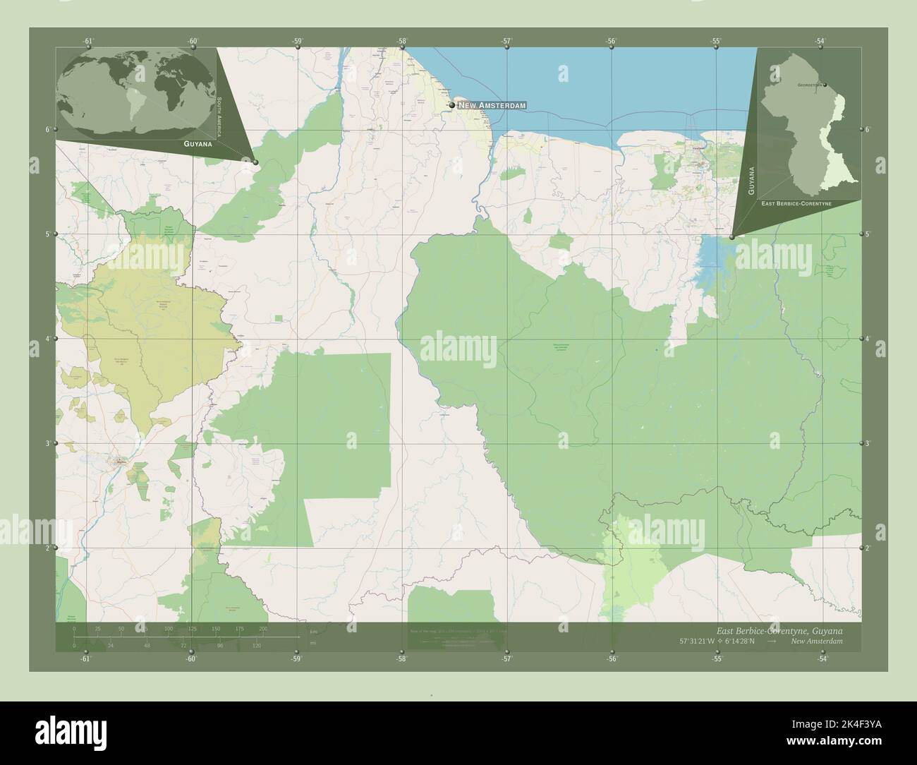 East Berbice-Corentyne, region of Guyana. Open Street Map. Locations ...