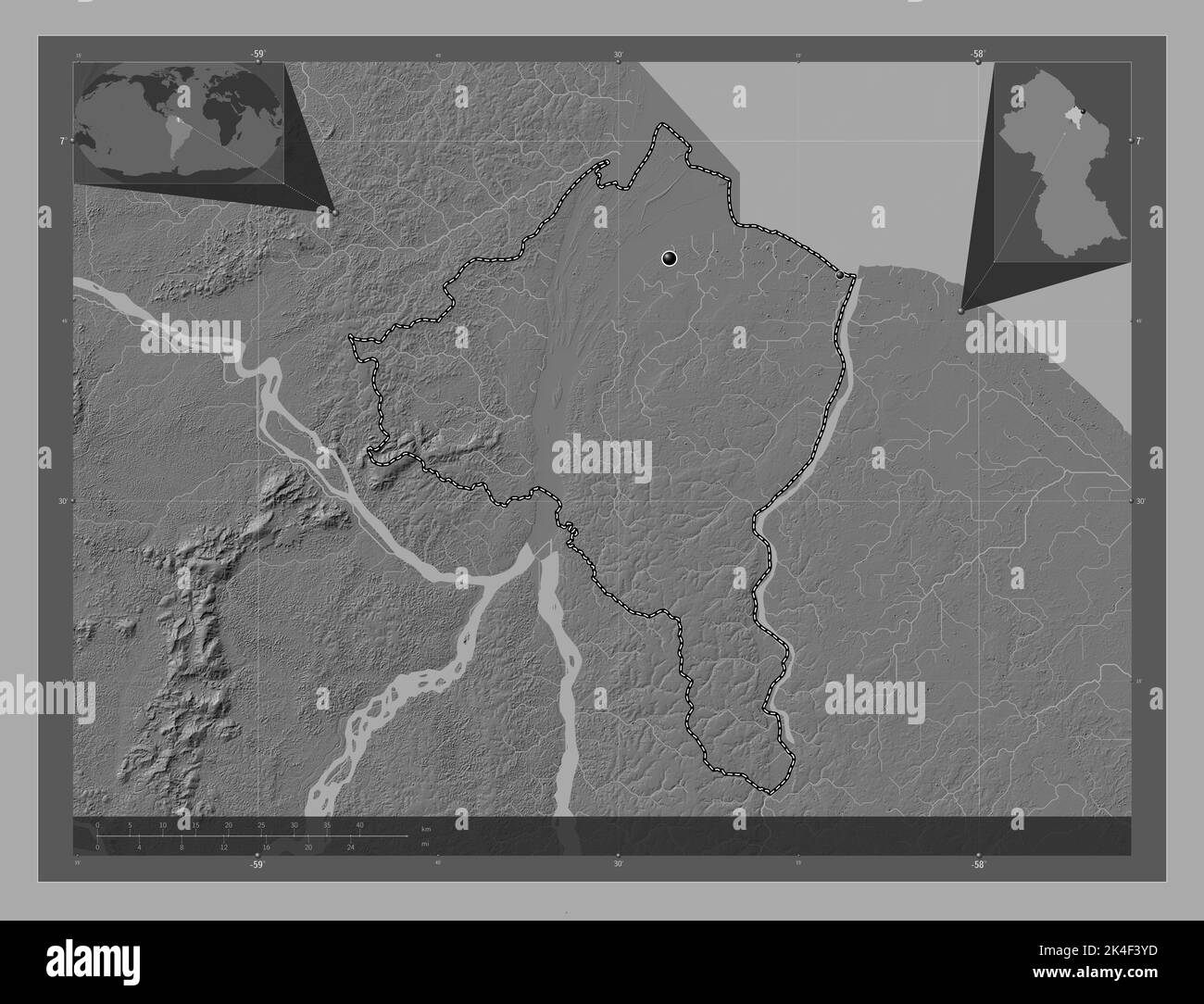 Essequibo Islands-West Demerara, region of Guyana. Bilevel elevation ...