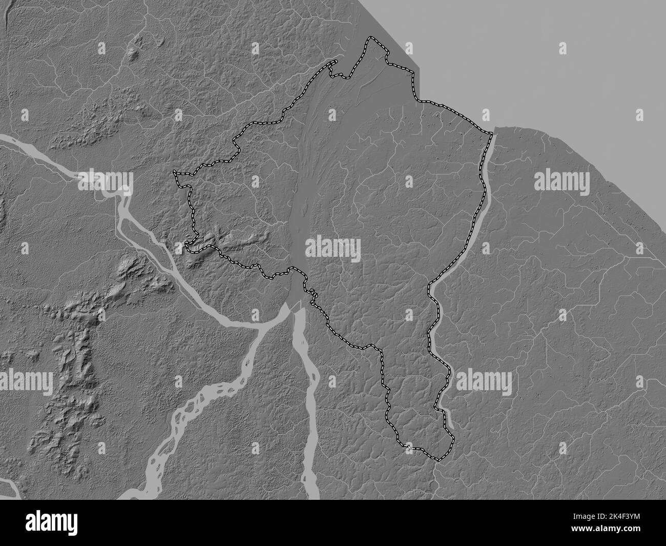 Essequibo Islands-West Demerara, region of Guyana. Bilevel elevation ...