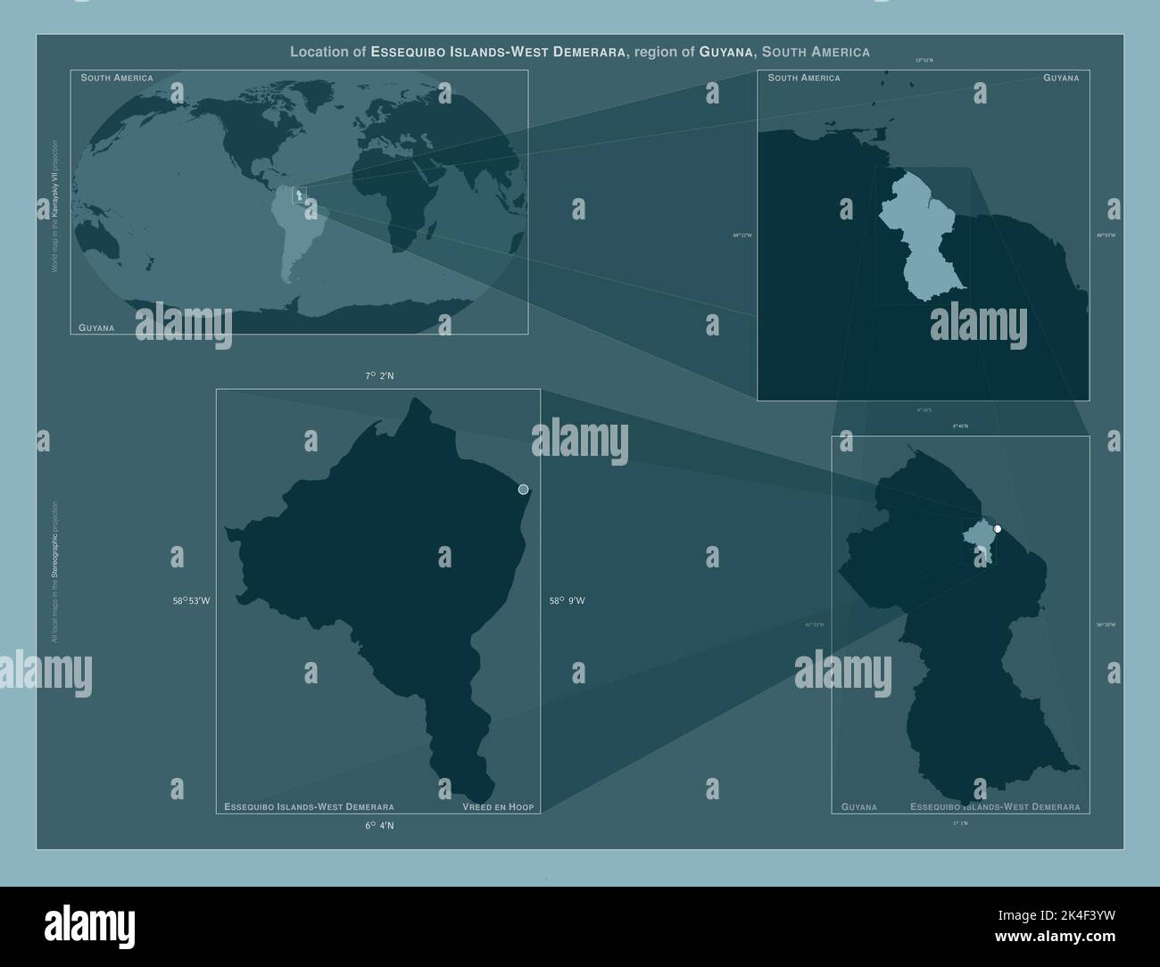 Essequibo Islands-West Demerara, region of Guyana. Diagram showing the ...