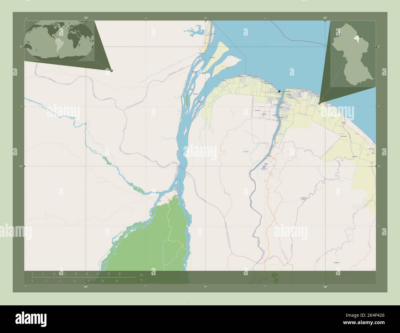 Essequibo Islands-West Demerara, region of Guyana. Open Street Map ...