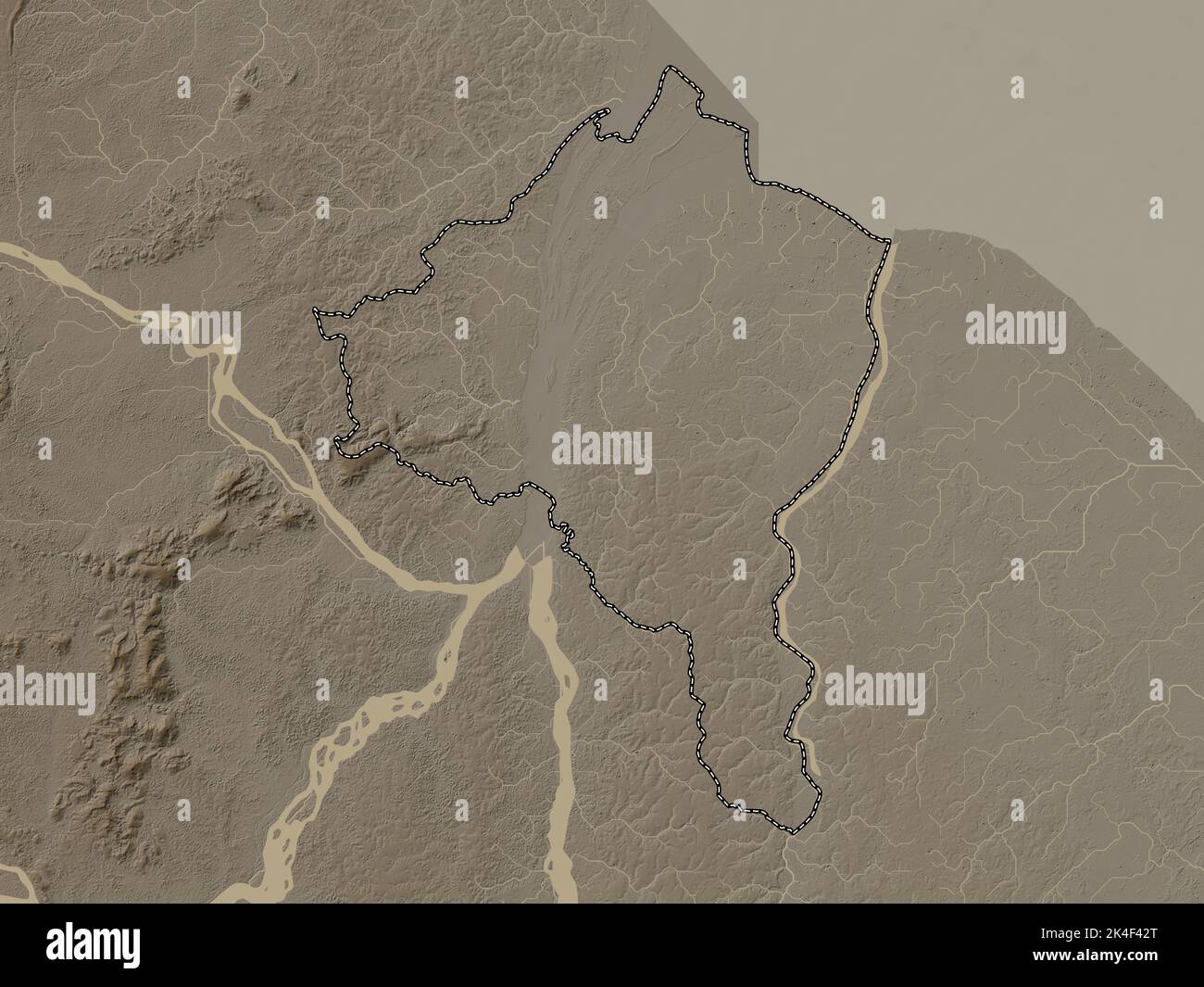 Essequibo Islands-West Demerara, region of Guyana. Elevation map ...
