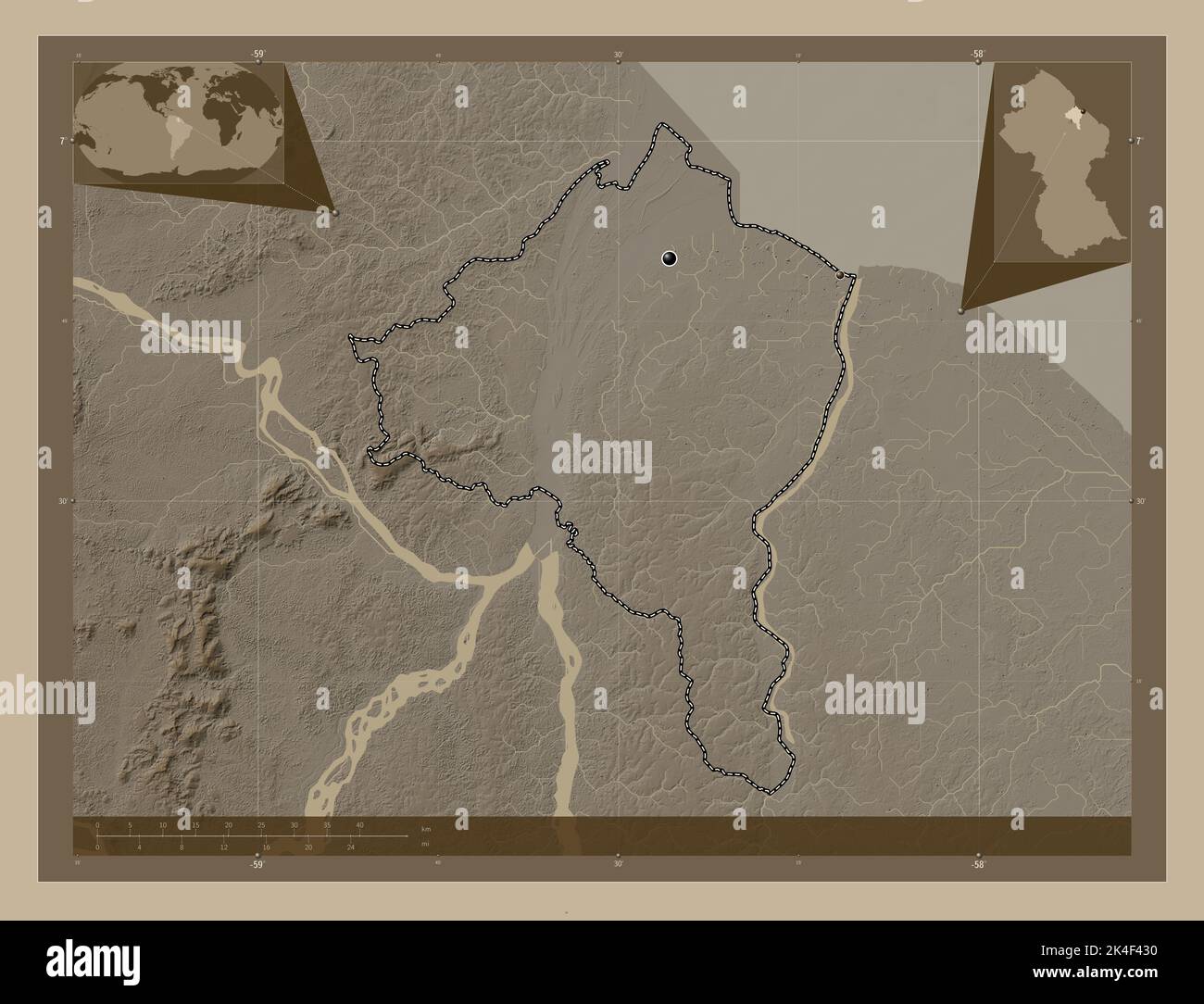 Essequibo Islands-West Demerara, region of Guyana. Elevation map ...