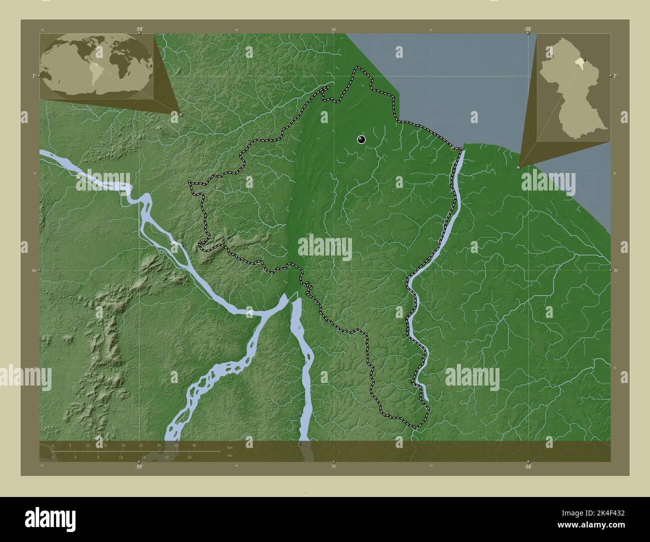 Essequibo Islands-West Demerara, region of Guyana. Elevation map ...
