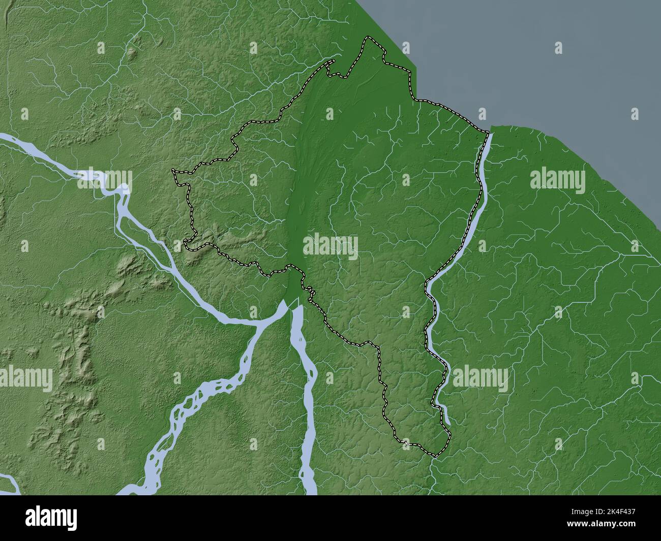 Essequibo Islands-West Demerara, region of Guyana. Elevation map ...
