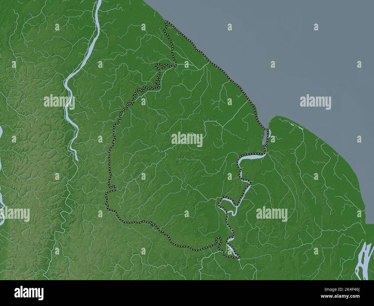 Mahaica-Berbice, region of Guyana. Elevation map colored in wiki style ...