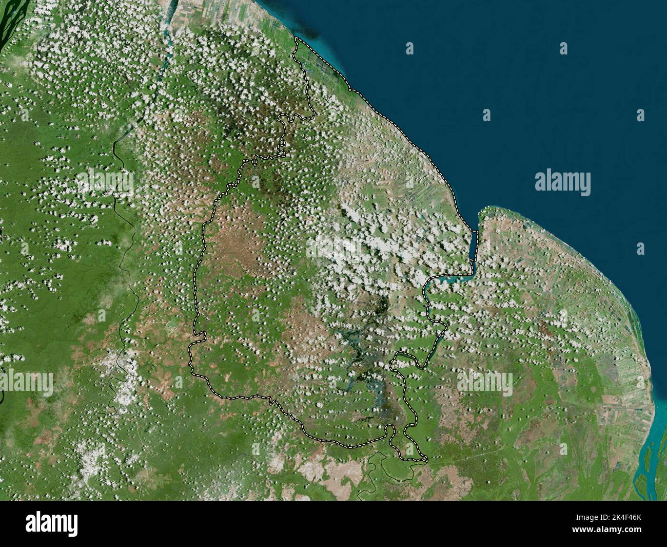 Mahaica-Berbice, region of Guyana. High resolution satellite map Stock ...