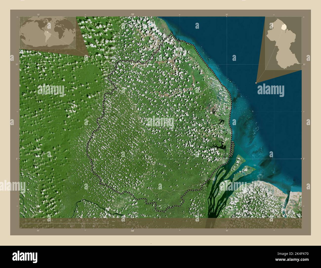 Pomeroon-Supenaam, region of Guyana. High resolution satellite map ...