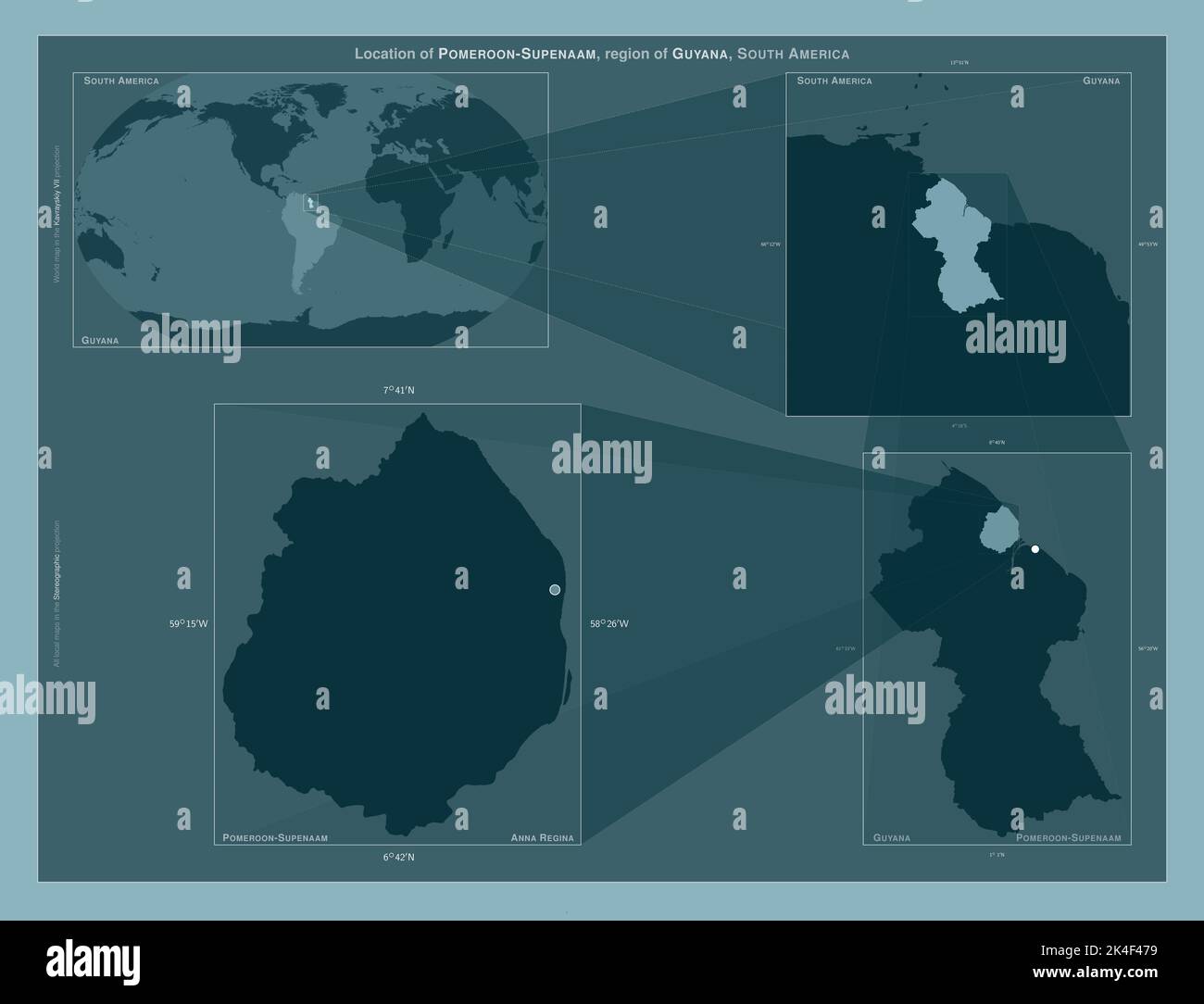 Pomeroon-Supenaam, region of Guyana. Diagram showing the location of ...