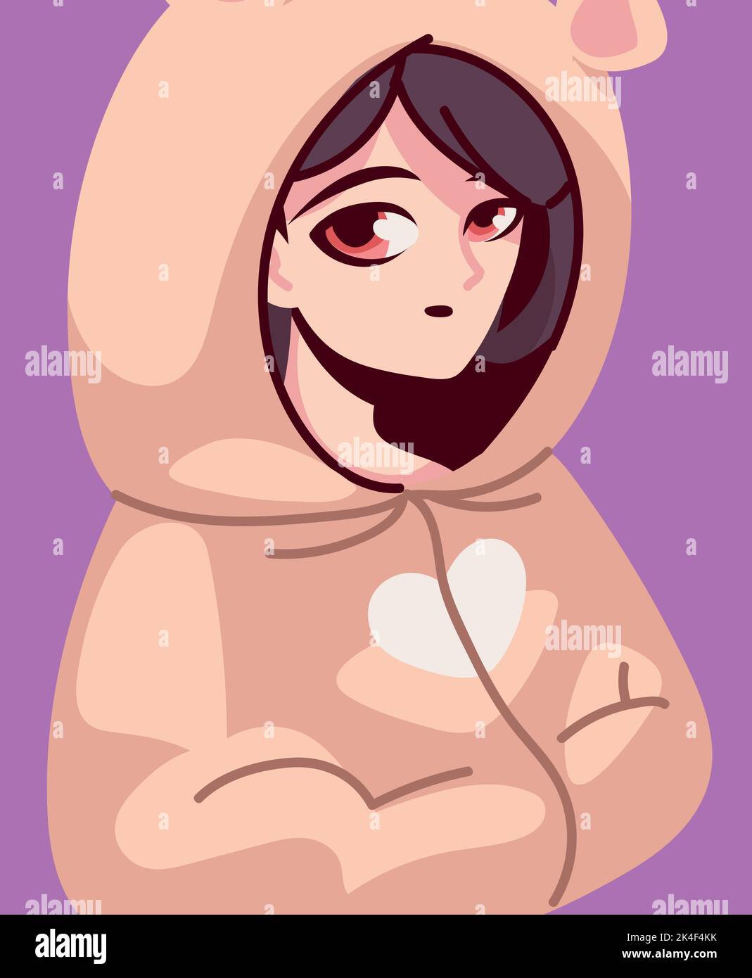 anime girl wearing hood Stock Vector Image & Art - Alamy