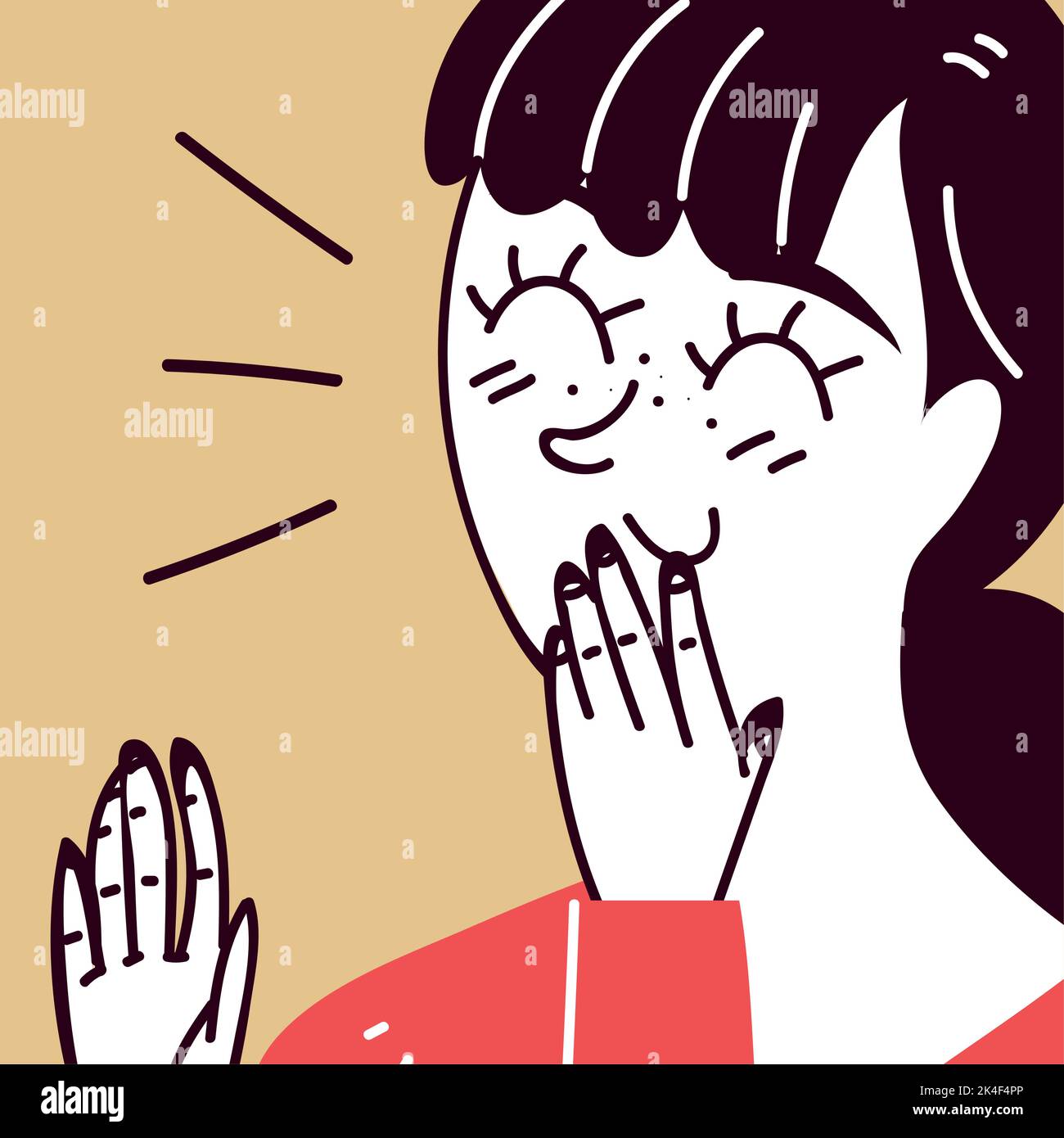 shy girl, line art drawing Stock Vector Image & Art - Alamy