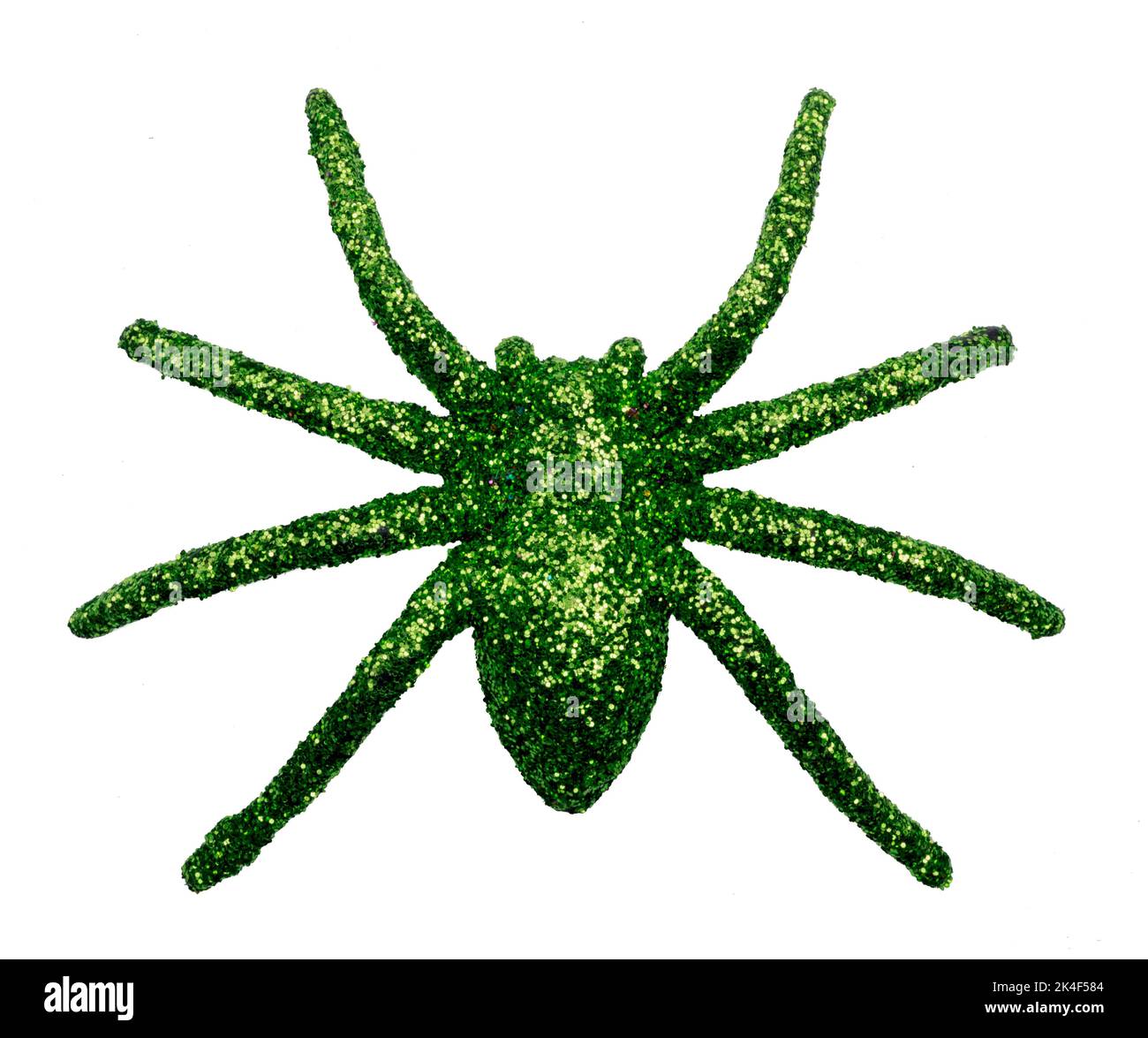 Glitter Green Spider Halloween Decoration Isolated on White Background ...