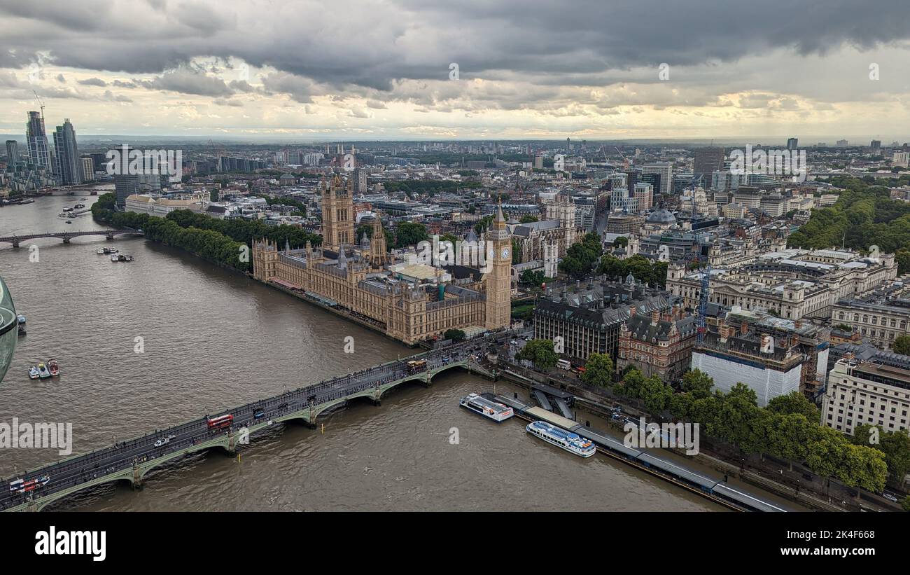 An aerial view of the London skyline from the London Eye Stock Photo ...
