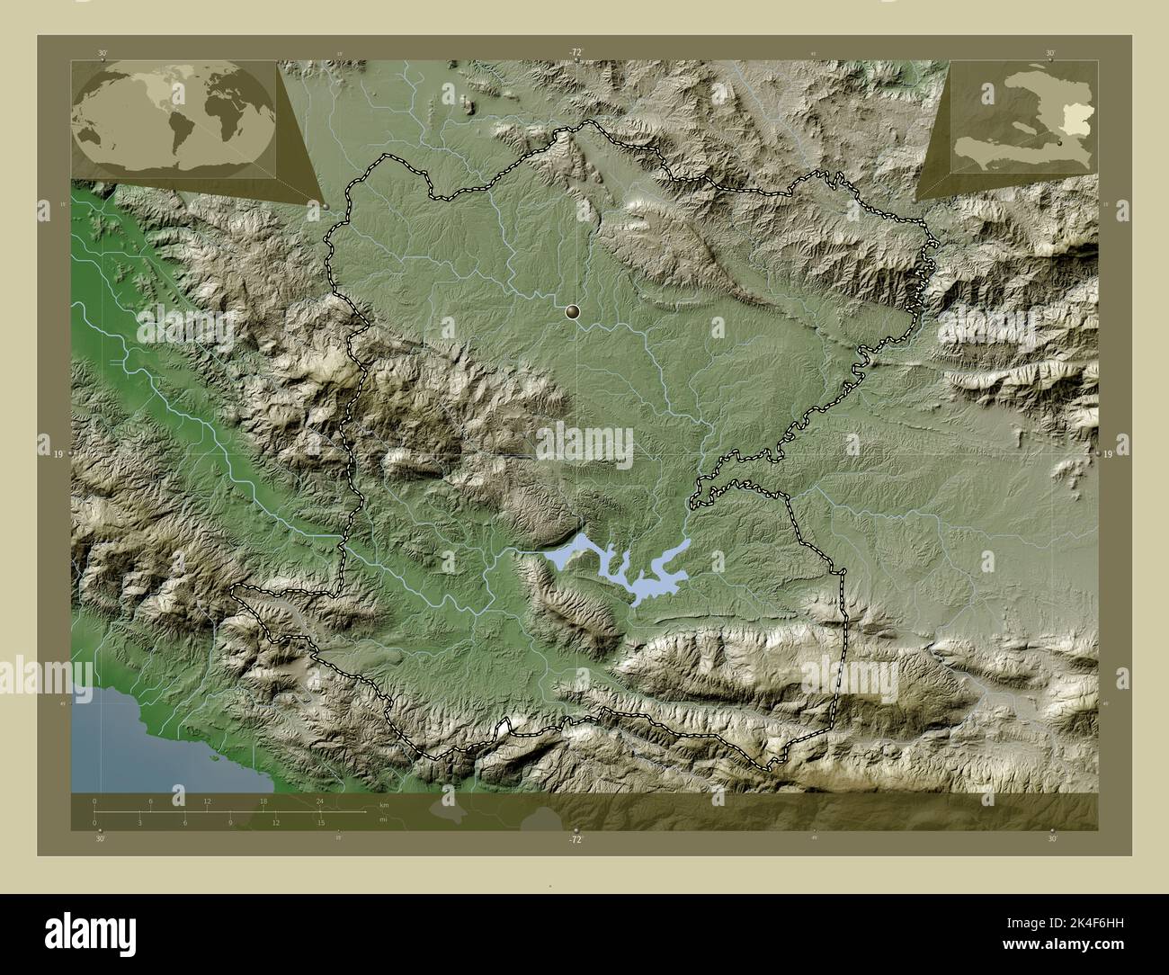 Centre, department of Haiti. Elevation map colored in wiki style with ...