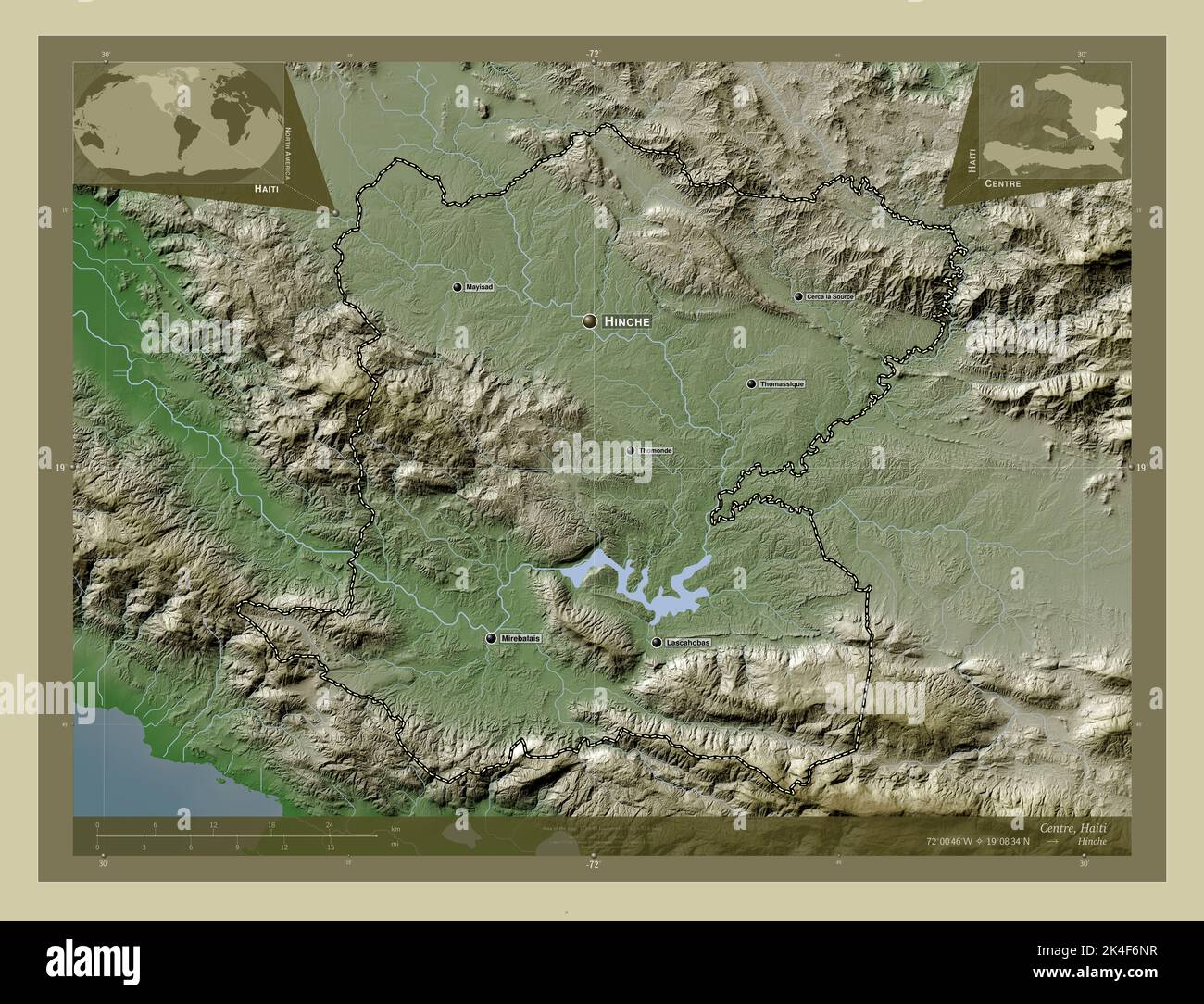 Centre, department of Haiti. Elevation map colored in wiki style with ...