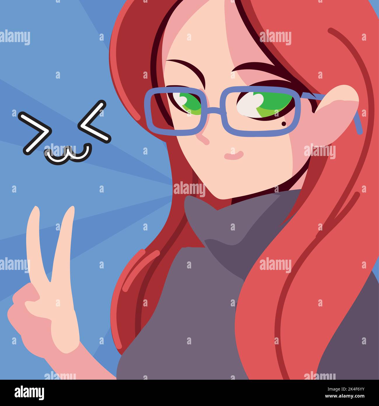 anime woman with glasses Stock Vector Image & Art - Alamy