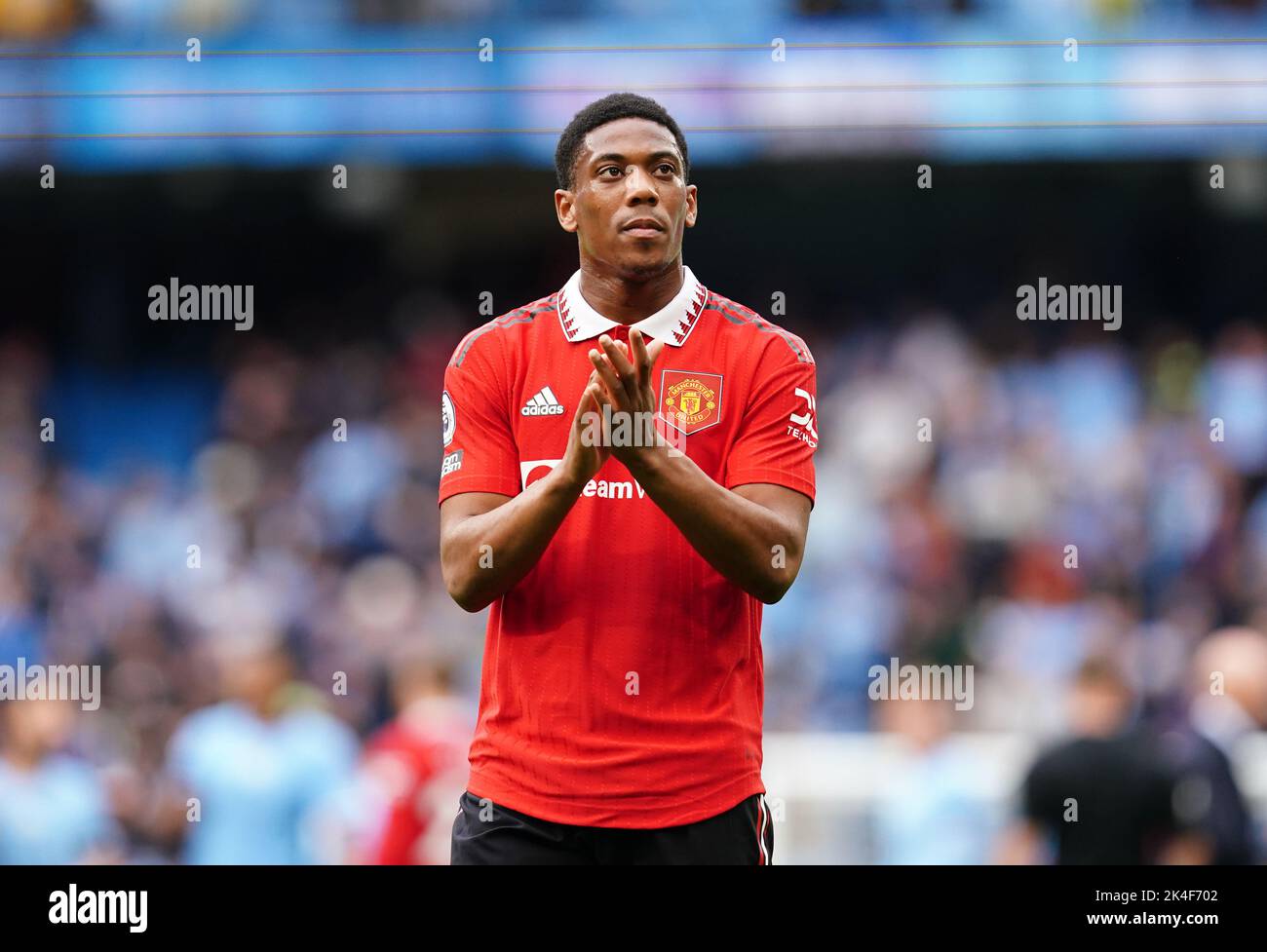 Manchester United's Anthony Martial applauds the fans following the ...