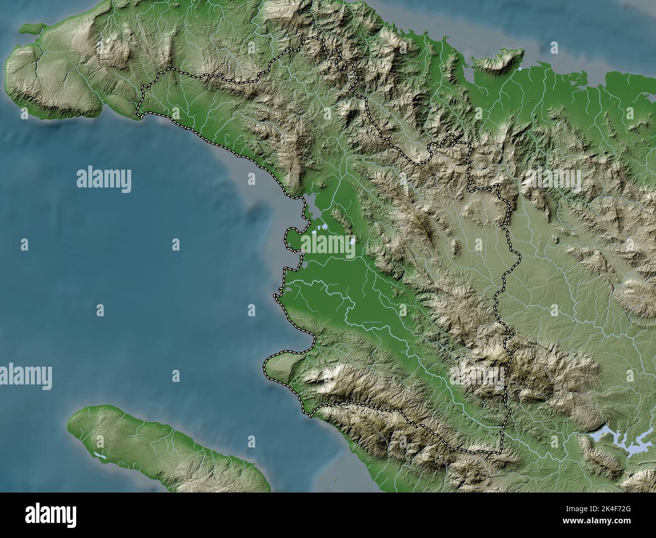 L'Artibonite, department of Haiti. Elevation map colored in wiki style ...