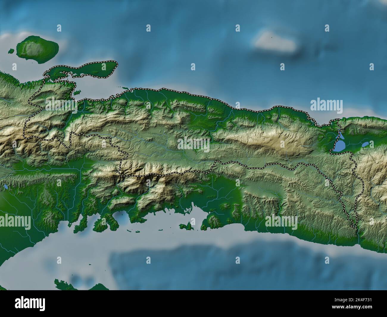 Nippes, department of Haiti. Colored elevation map with lakes and rivers Stock Photo - Alamy