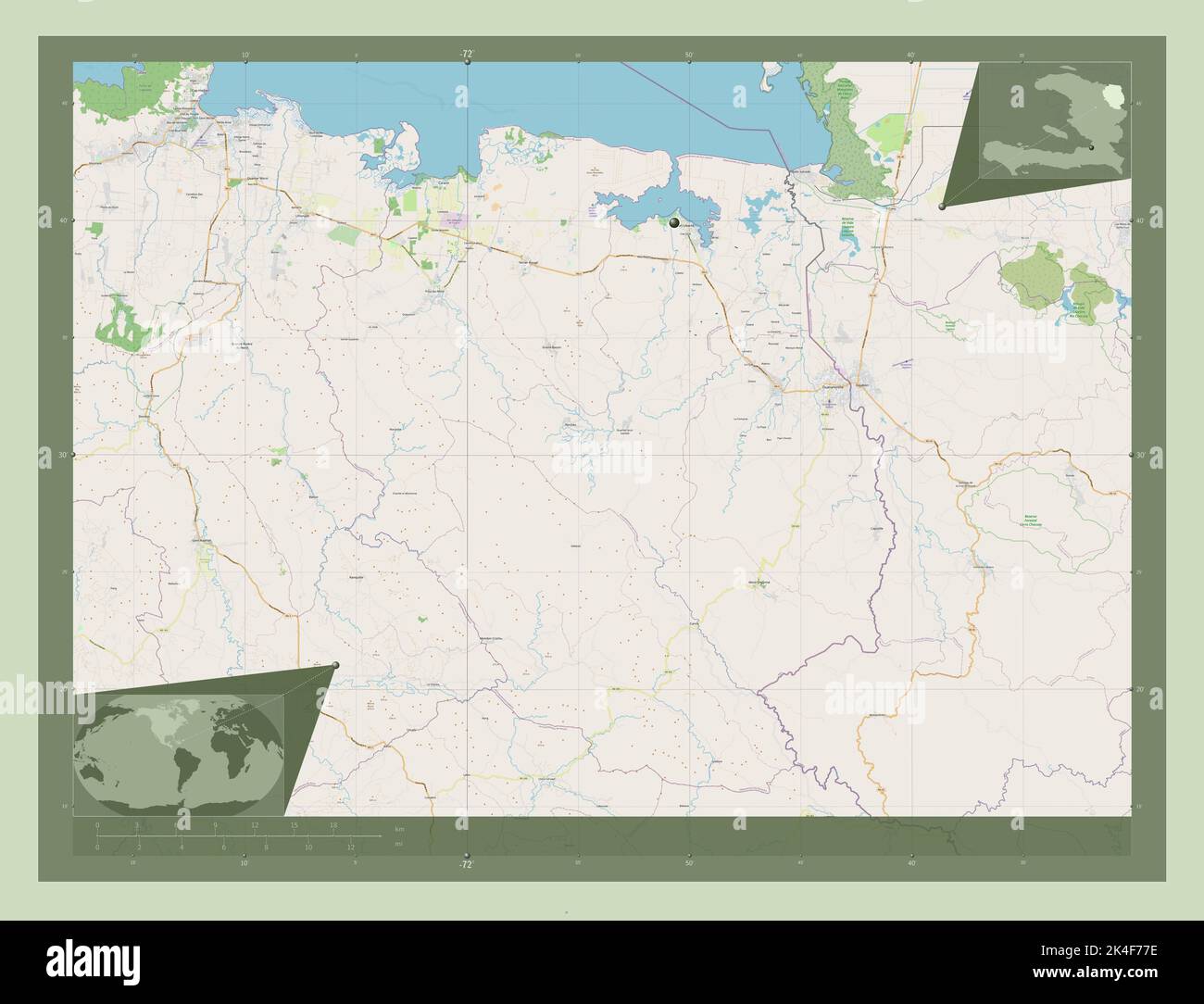 Nord-Est, department of Haiti. Open Street Map. Corner auxiliary ...