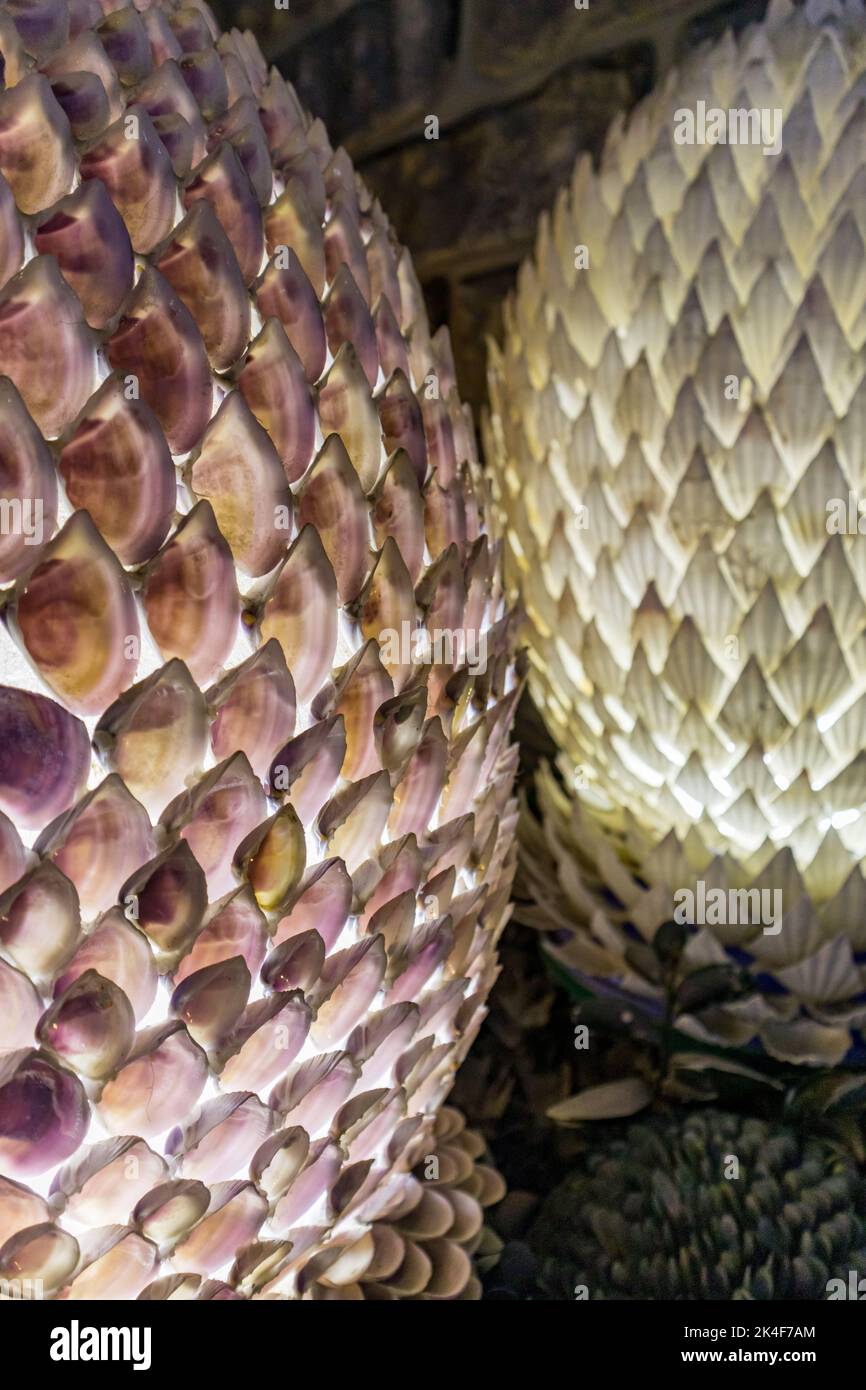 A demo of designed eggs at Mallapuram India Seashell Museum completely ...