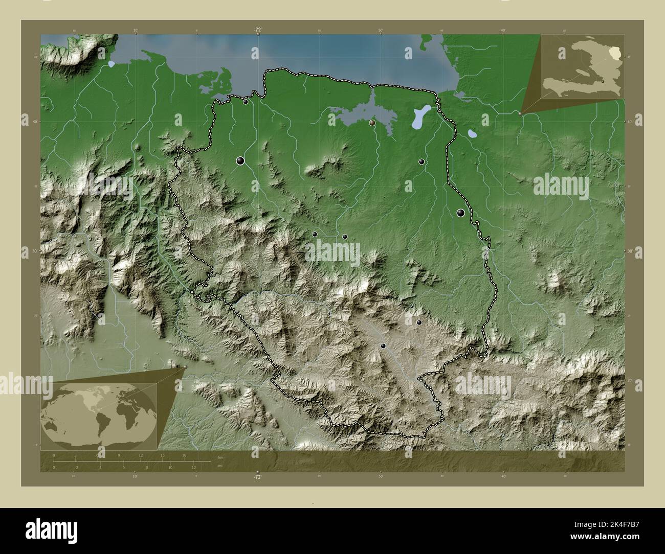 Nord-Est, department of Haiti. Elevation map colored in wiki style with ...