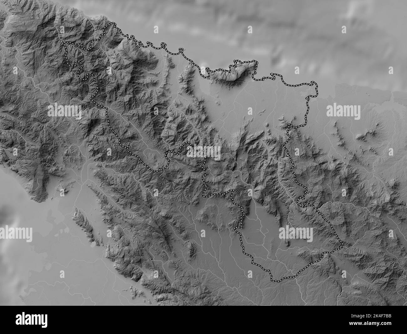 Nord, department of Haiti. Grayscale elevation map with lakes and ...