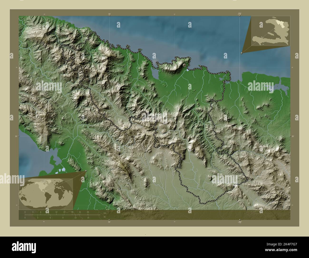 Nord, department of Haiti. Elevation map colored in wiki style with ...