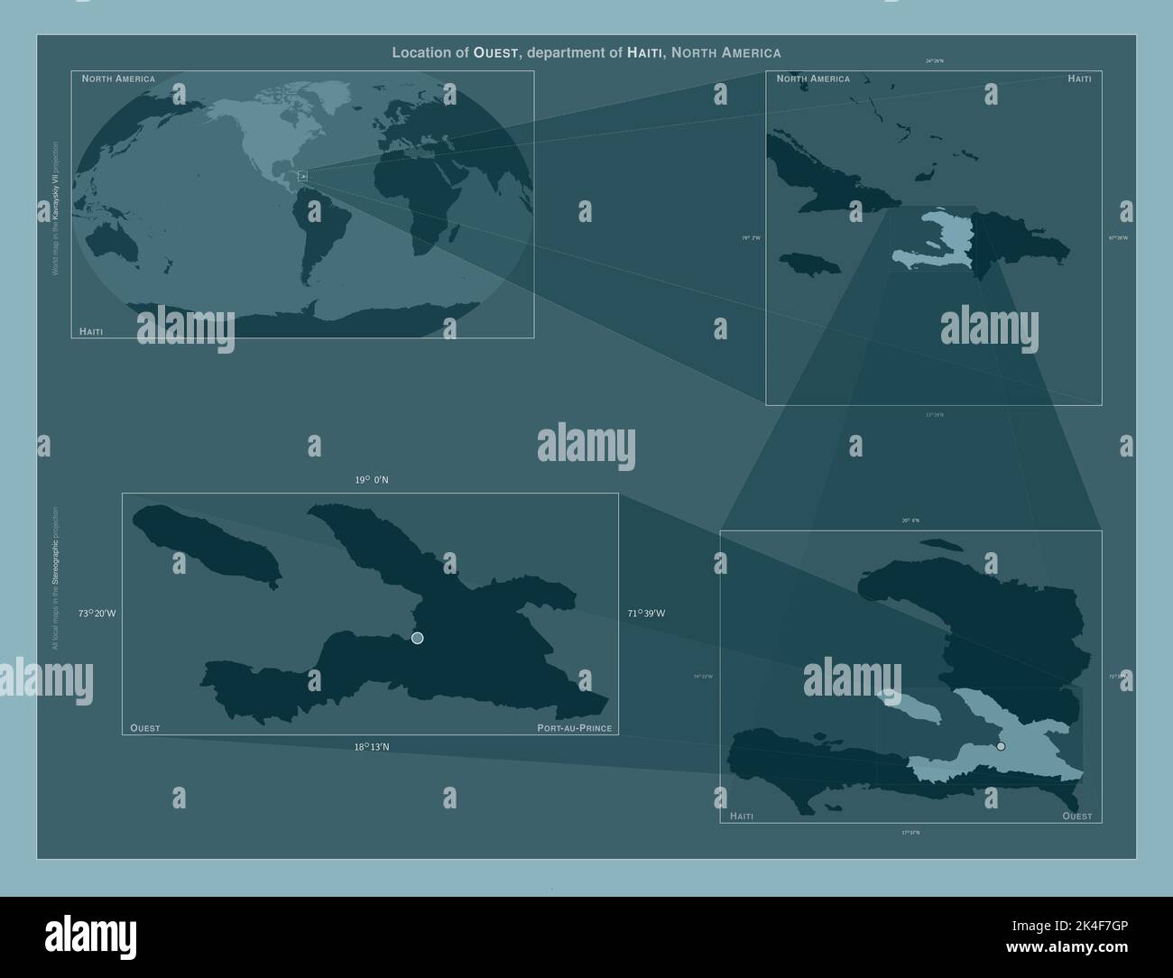 Ouest, department of Haiti. Diagram showing the location of the region ...