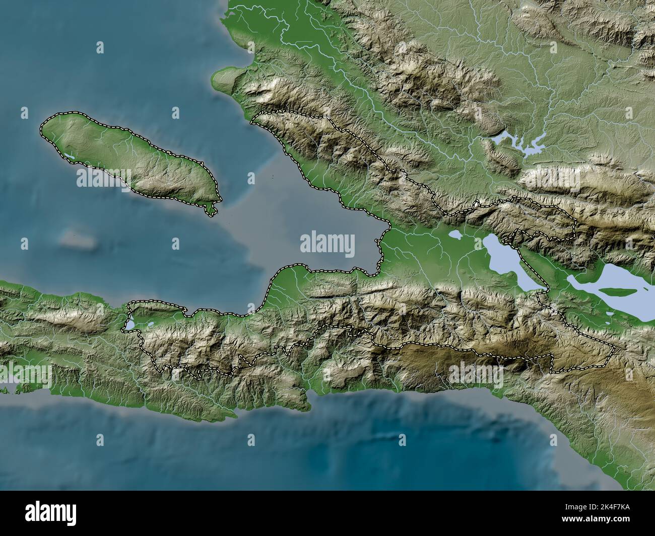 Ouest, department of Haiti. Elevation map colored in wiki style with lakes and rivers Stock ...